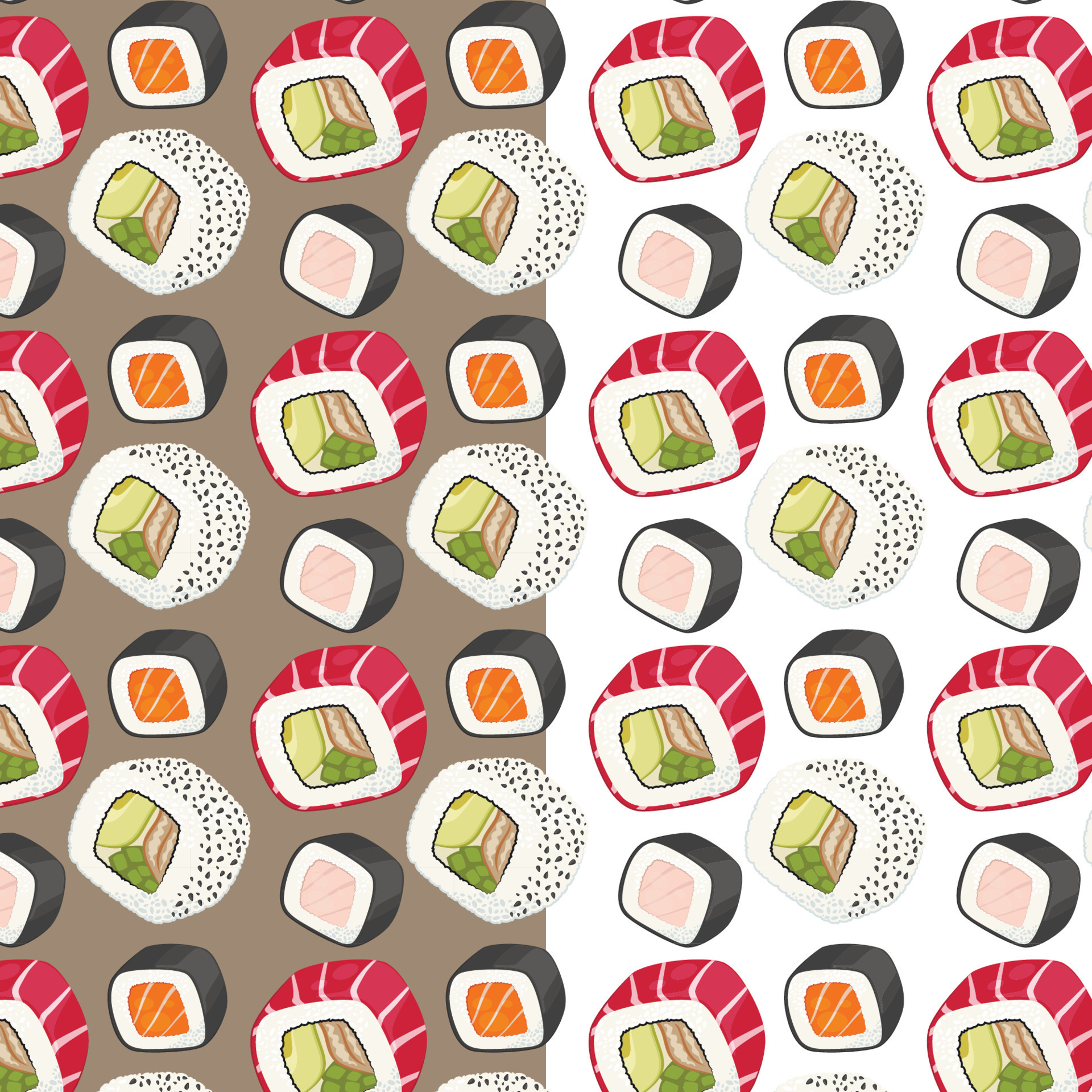 Sushi seamless pattern, Asian Food, Japanese sushi background, Sushi ... Sushi seamless pattern, Asian Food, Japanese sushi background, Sushi ...