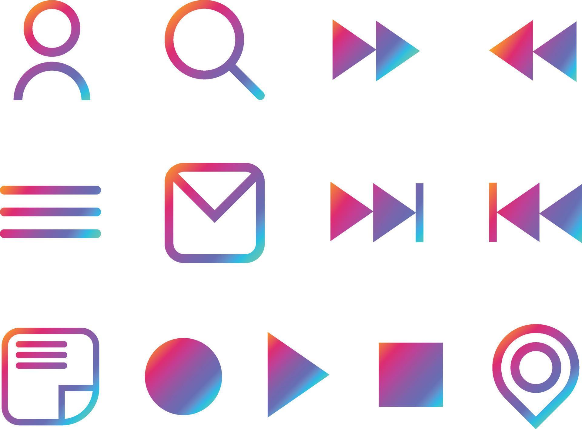 Gradient Color Icon Interface Set 20441164 Vector Art at Vecteezy