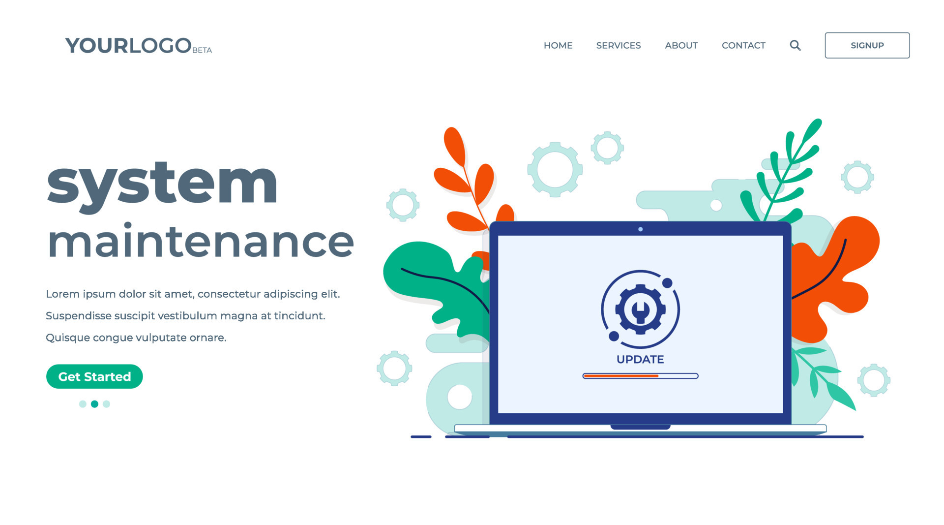 Laptop with update screen, System maintenance, update process, install software, operating ...