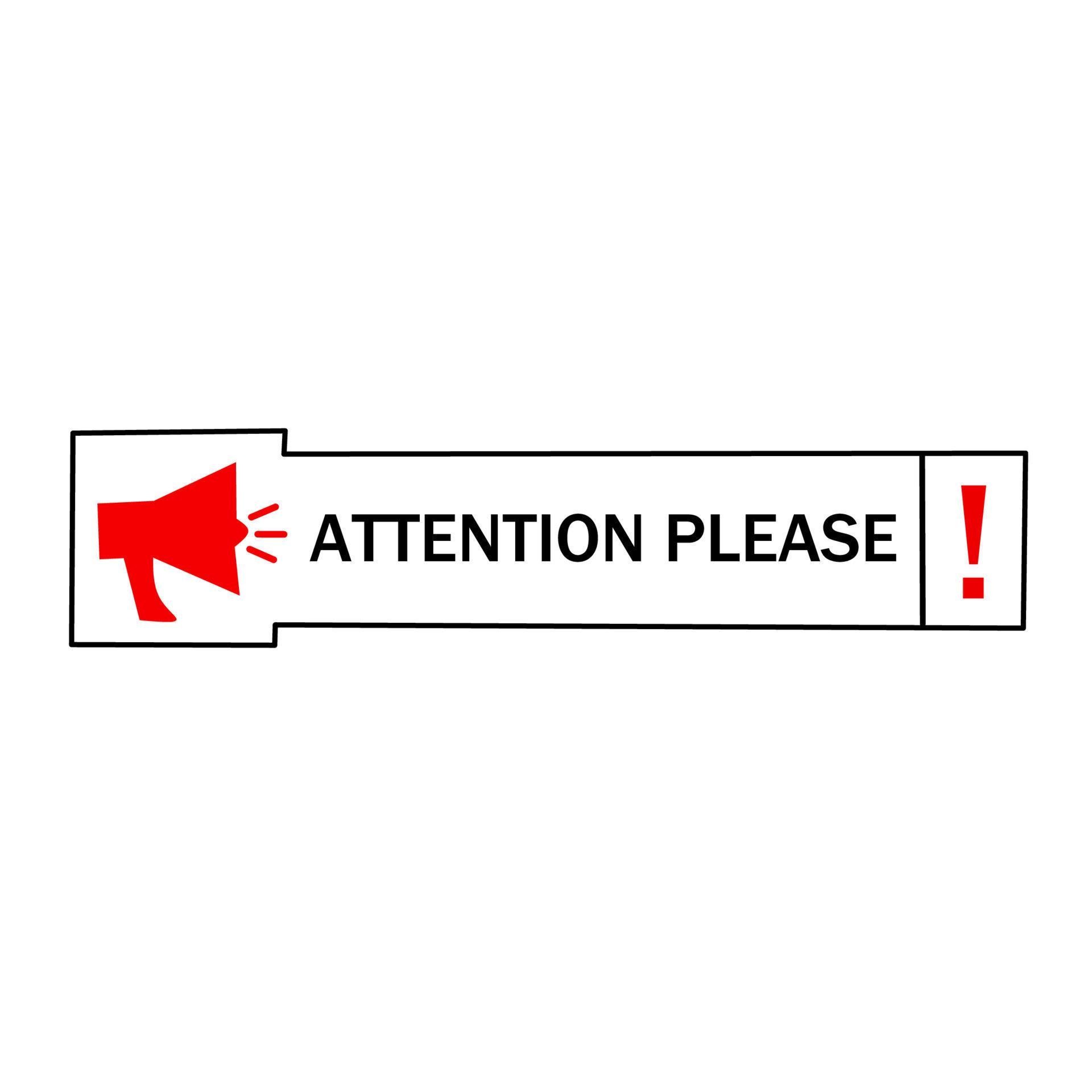Attention please sign with megaphone. label sign icon design. Important ...