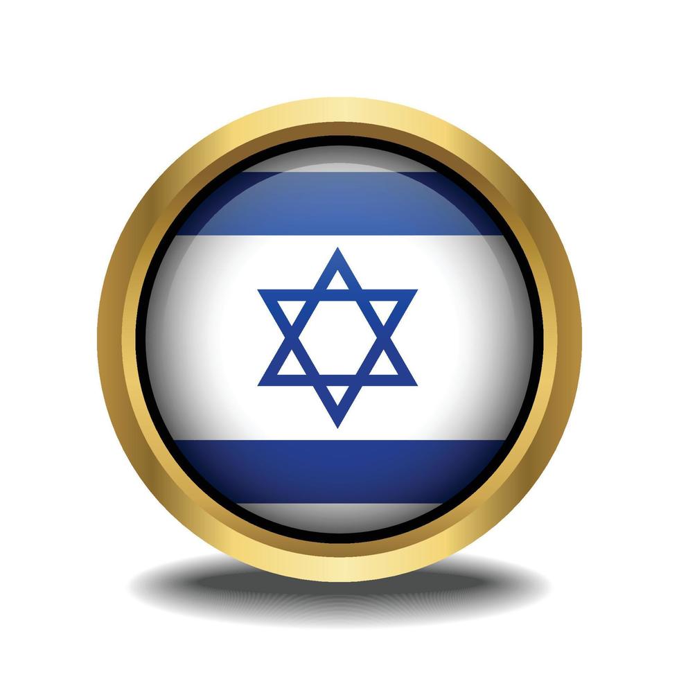 Israel bandera circulo forma botón vaso en marco dorado 20448760 Vector en Vecteezy