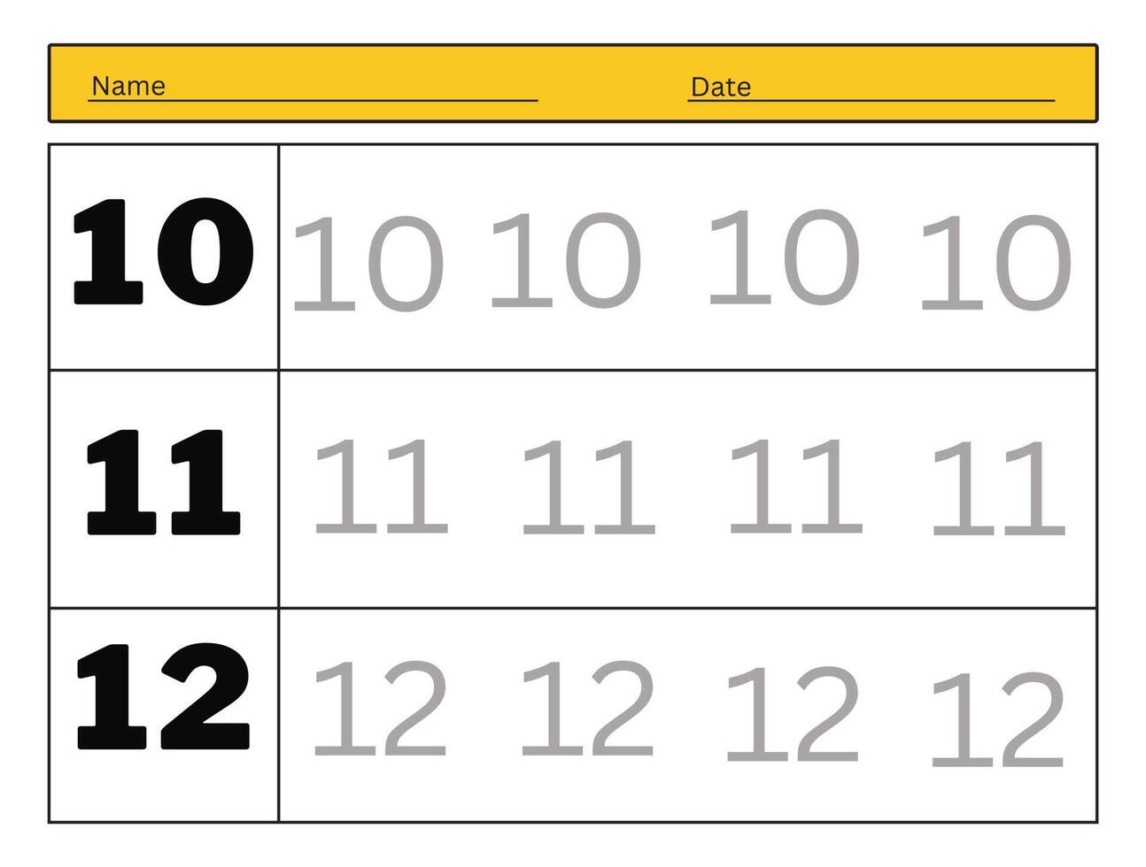 The practice of writing numbers 10, 11, 12. Tracking worksheet count ... The practice of writing numbers 10, 11, 12. Tracking worksheet count ...