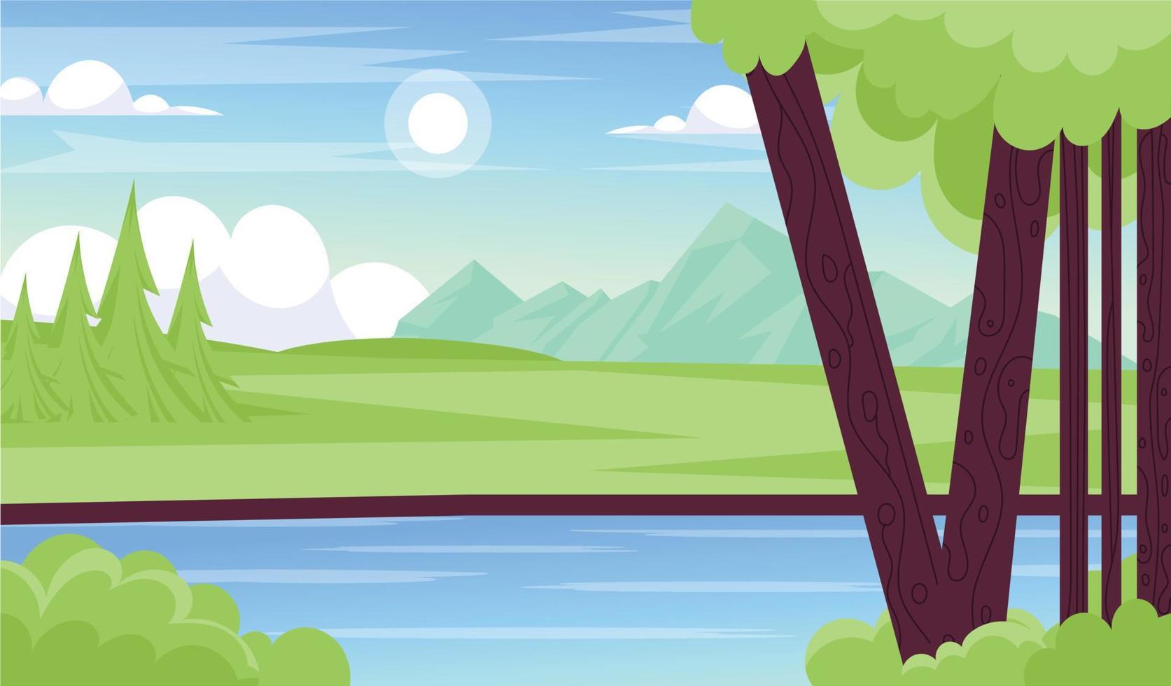 Trendy Lake Landscape 20450464 Vector Art at Vecteezy