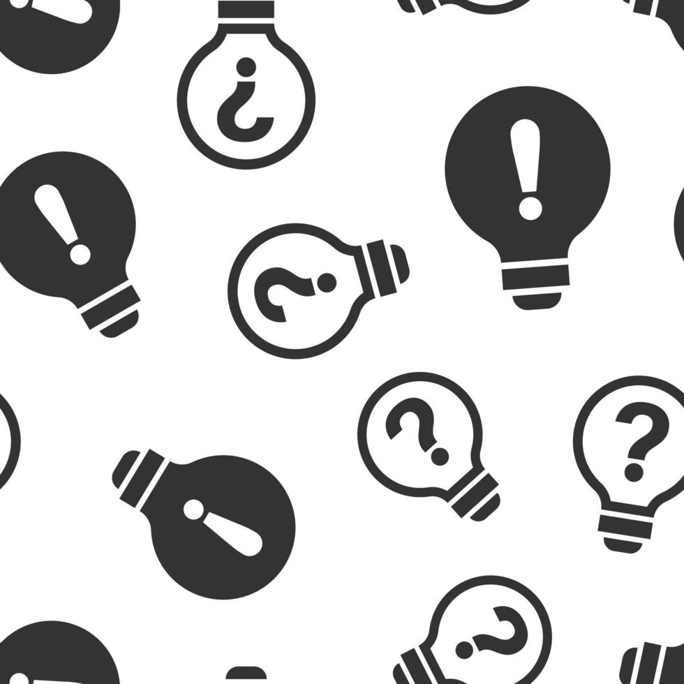 Problem solution icon seamless pattern background. Light bulb idea ...