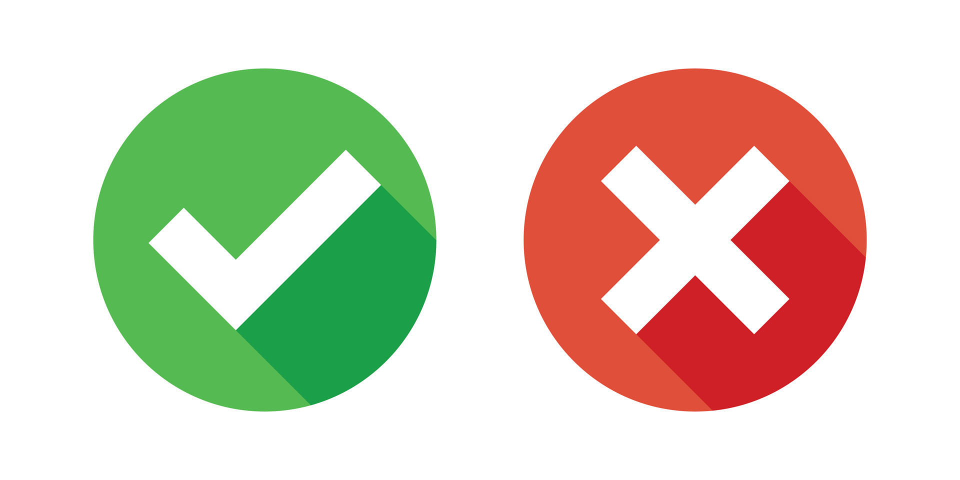 Cross and check mark icon in flat style. Checkmark right vector ...