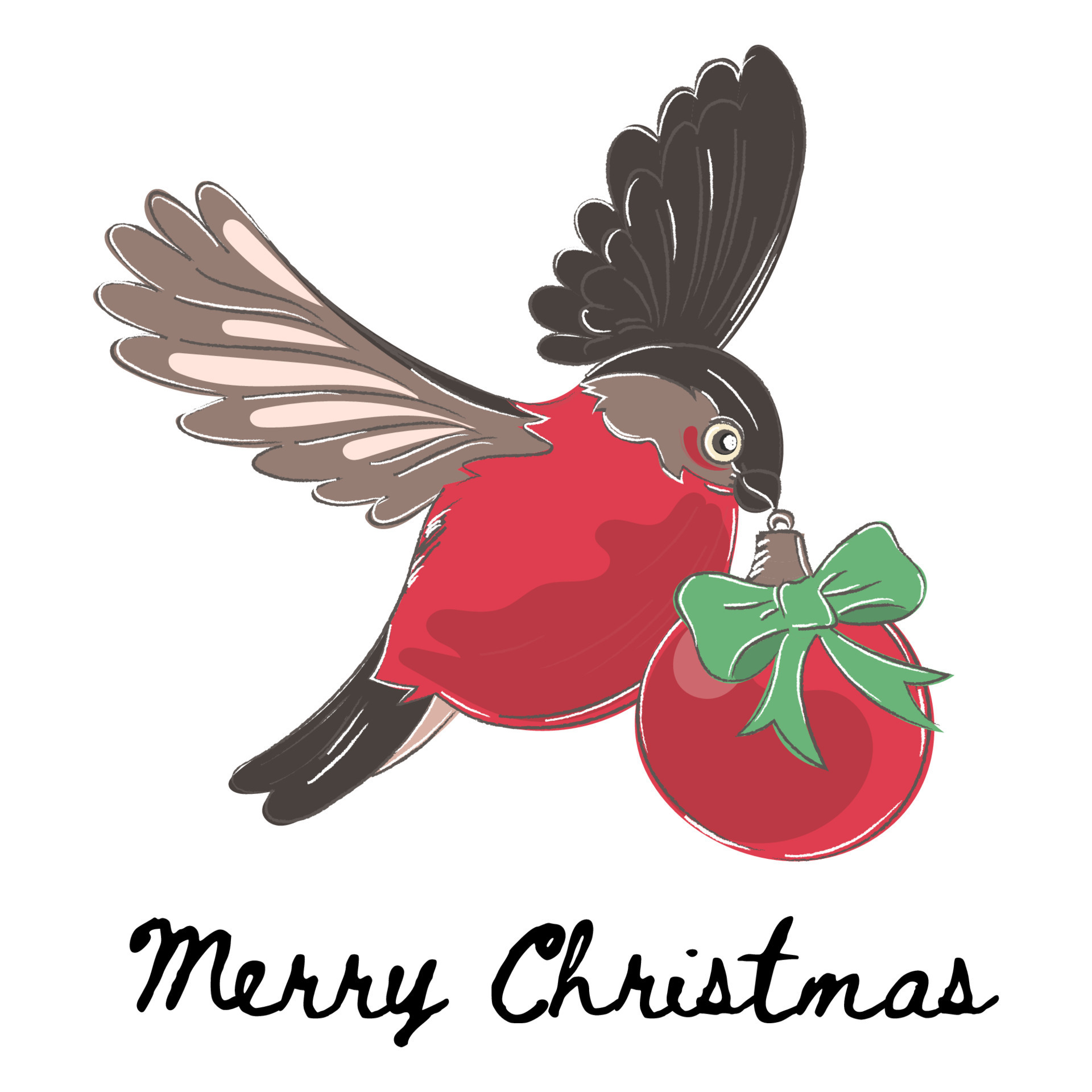 BULLFINCH Christmas Cartoon Winter Bird Vector Illustration Set ...