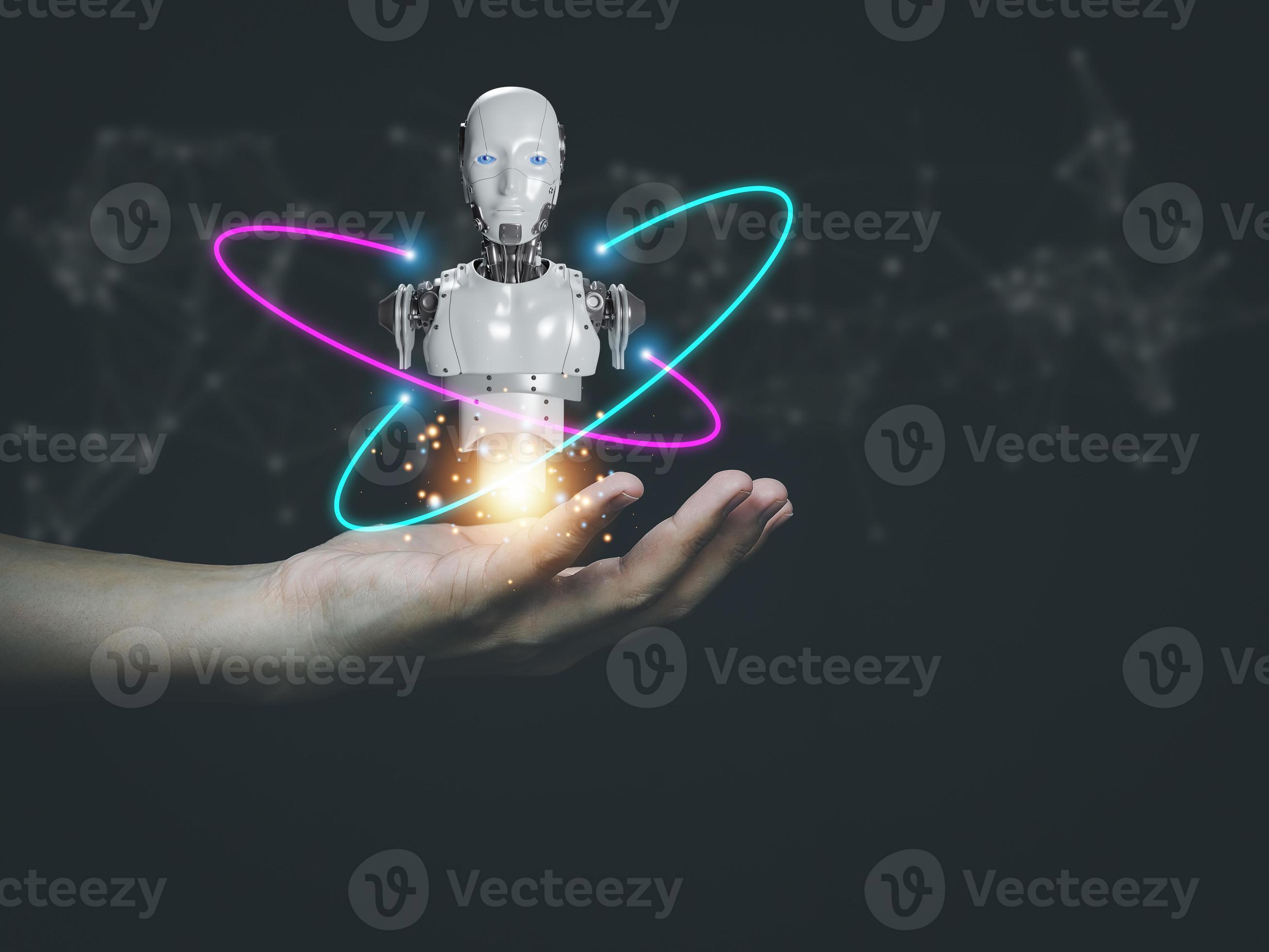 Mans Hand Showing Ai Robot Using An Ai Programmer Developing Or Debugging A Program Create
