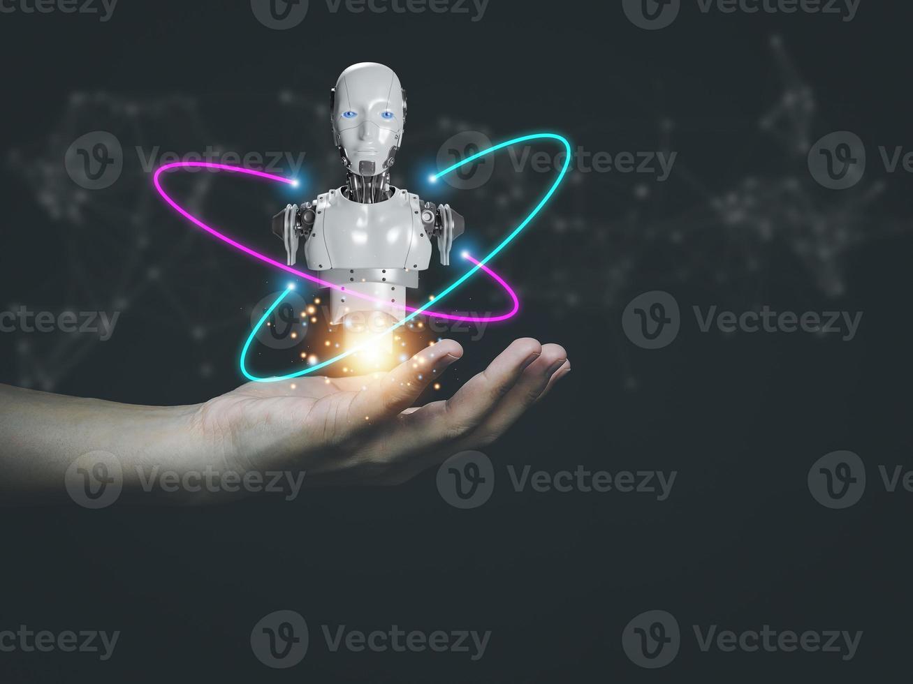 Mans Hand Showing Ai Robot Using An Ai Programmer Developing Or Debugging A Program Create