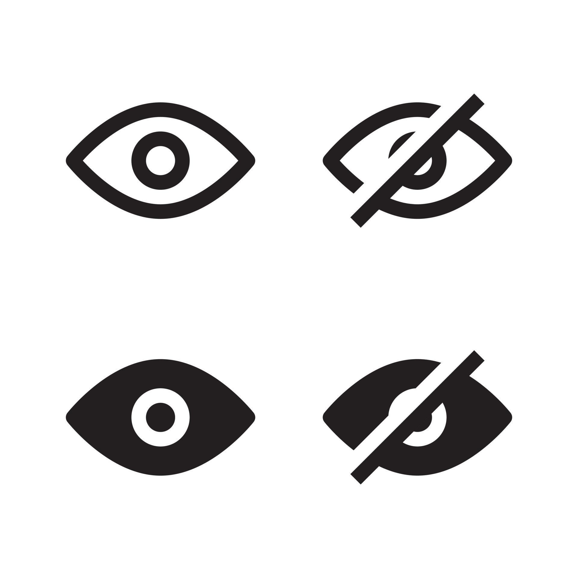 Eye vector icons set. Password eye vision illustration sign collection. Suitable for design ...