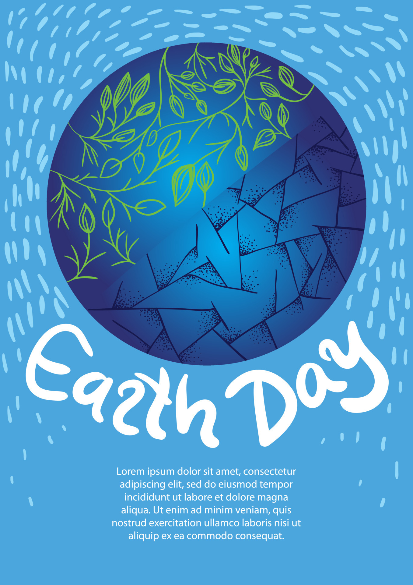 Earth Day poster. Planet with plants and cracks. World Environment day 20458894 Vector Art at ...