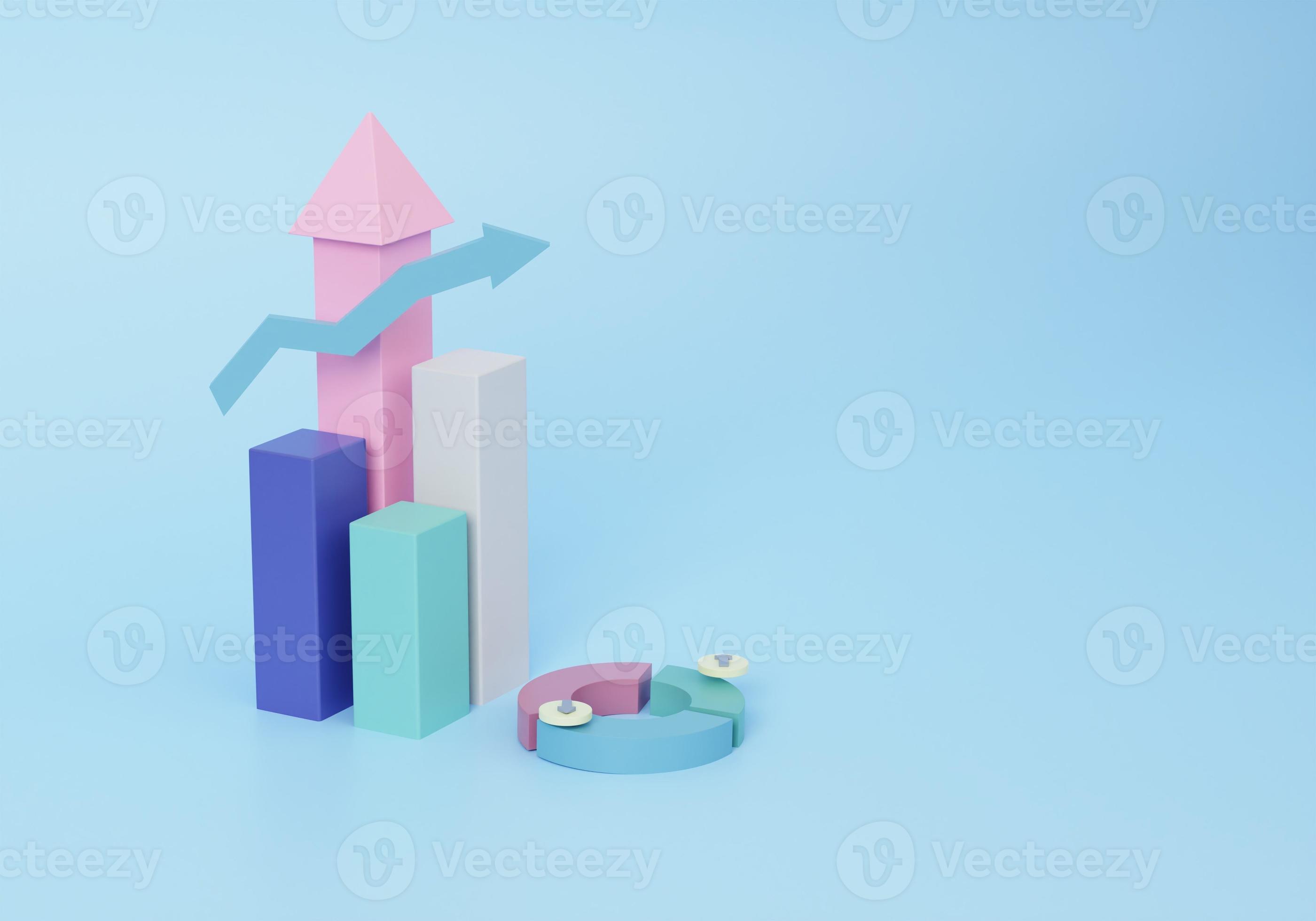 Minimal isometric data analytics growth statistics finance chart graph ...