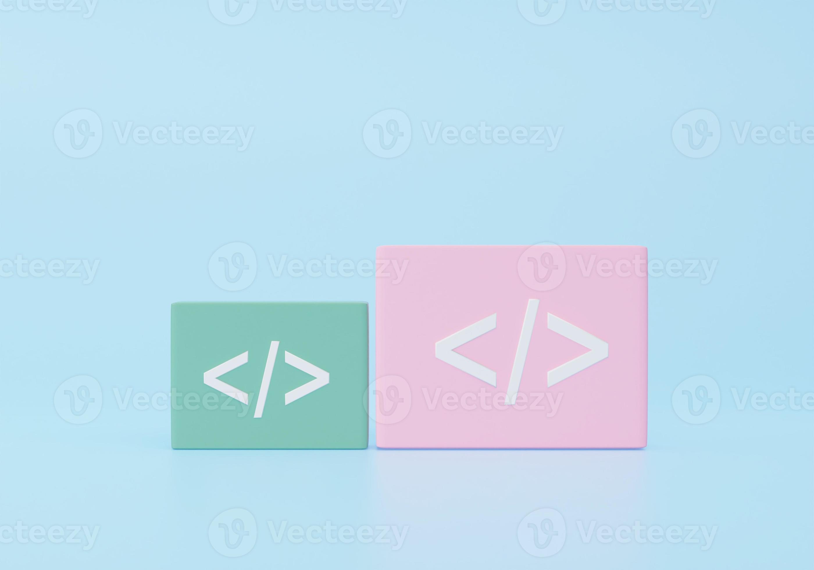 Coding language development icon on blue background. software developer ...