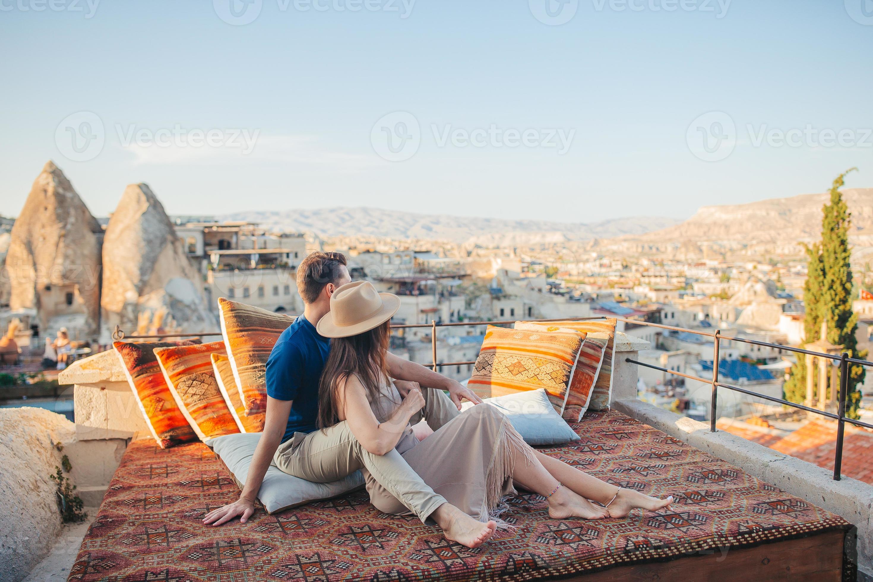 Couple by a scenic view in Cappadocia, Turkey 20470640 Stock Photo at Vecteezy