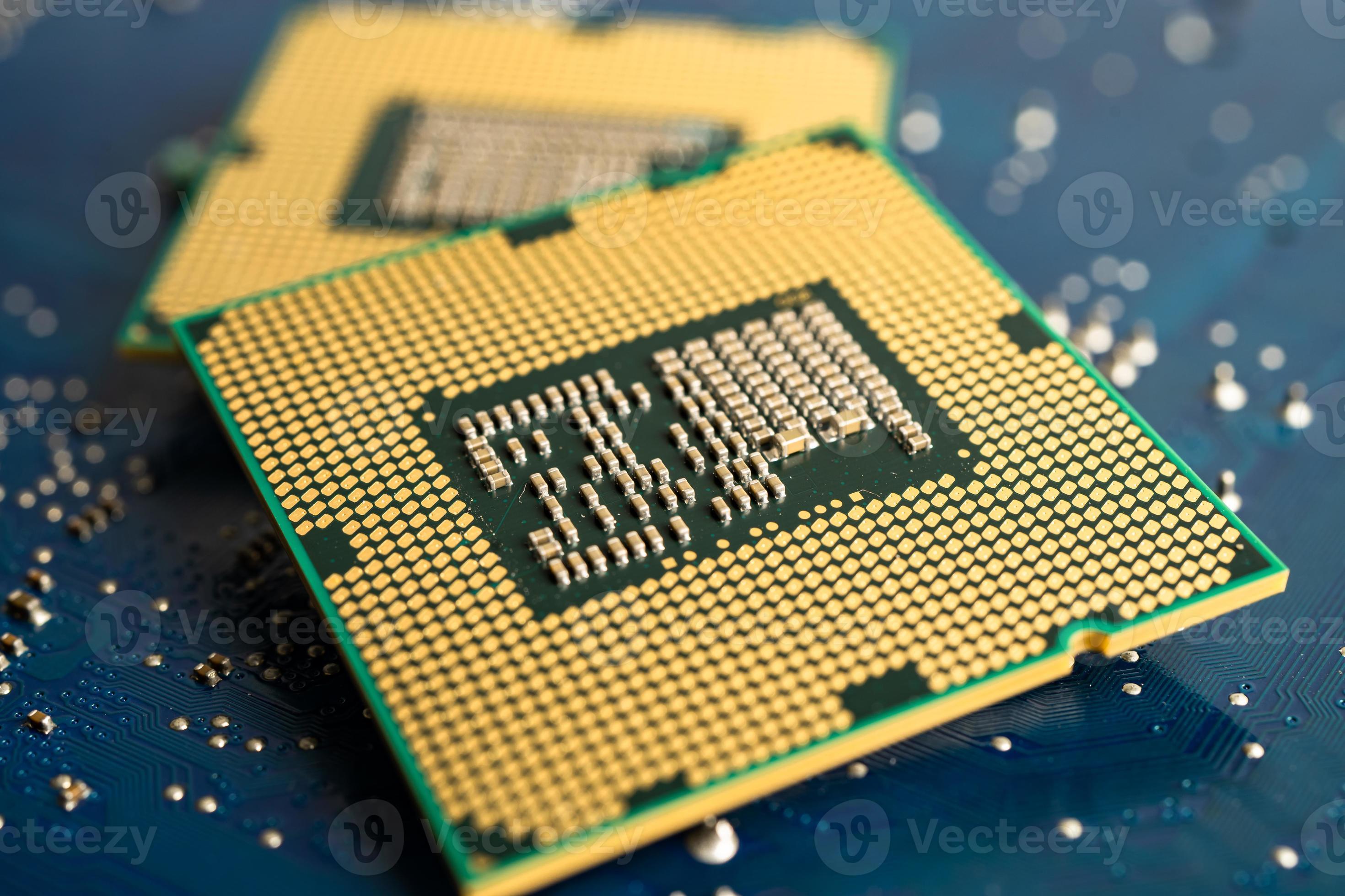 CPU, central processor unit chip Chip on circuit board in PC and laptop ...