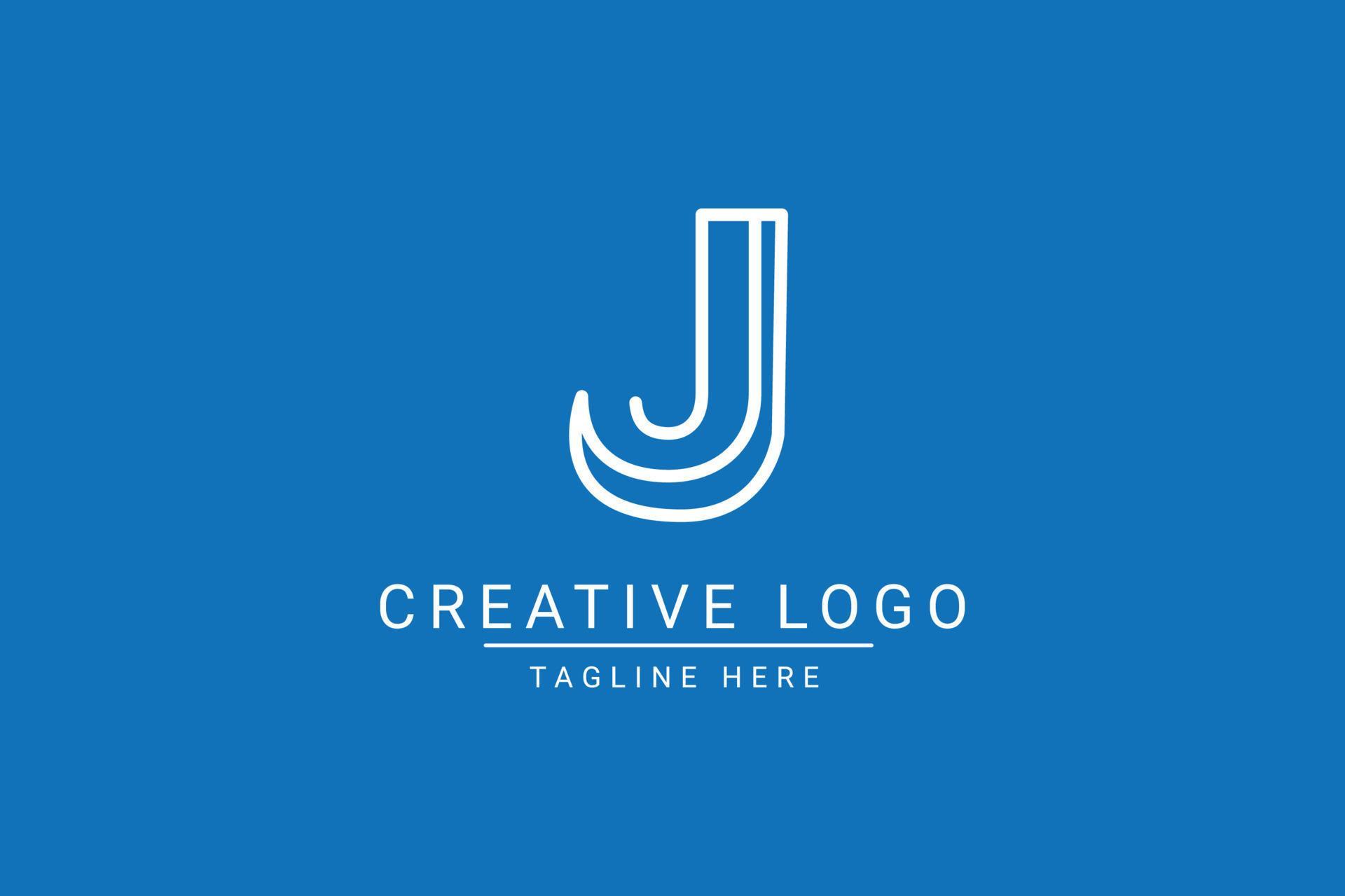 Modern creative letter J vector logo design. Minimalist flat line logo design template. Monogram ...