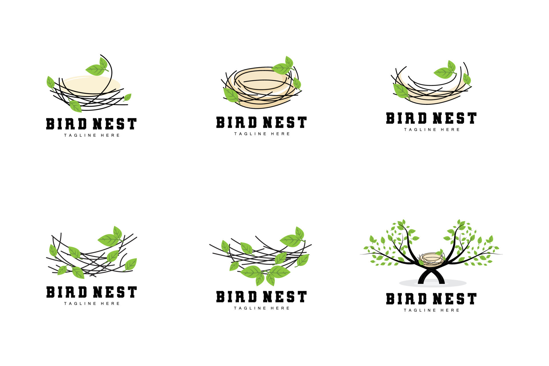 Bird's Nest Logo Design, Bird House Vector For Eggs, Bird Tree Logo Illustration 20473962 Vector ...