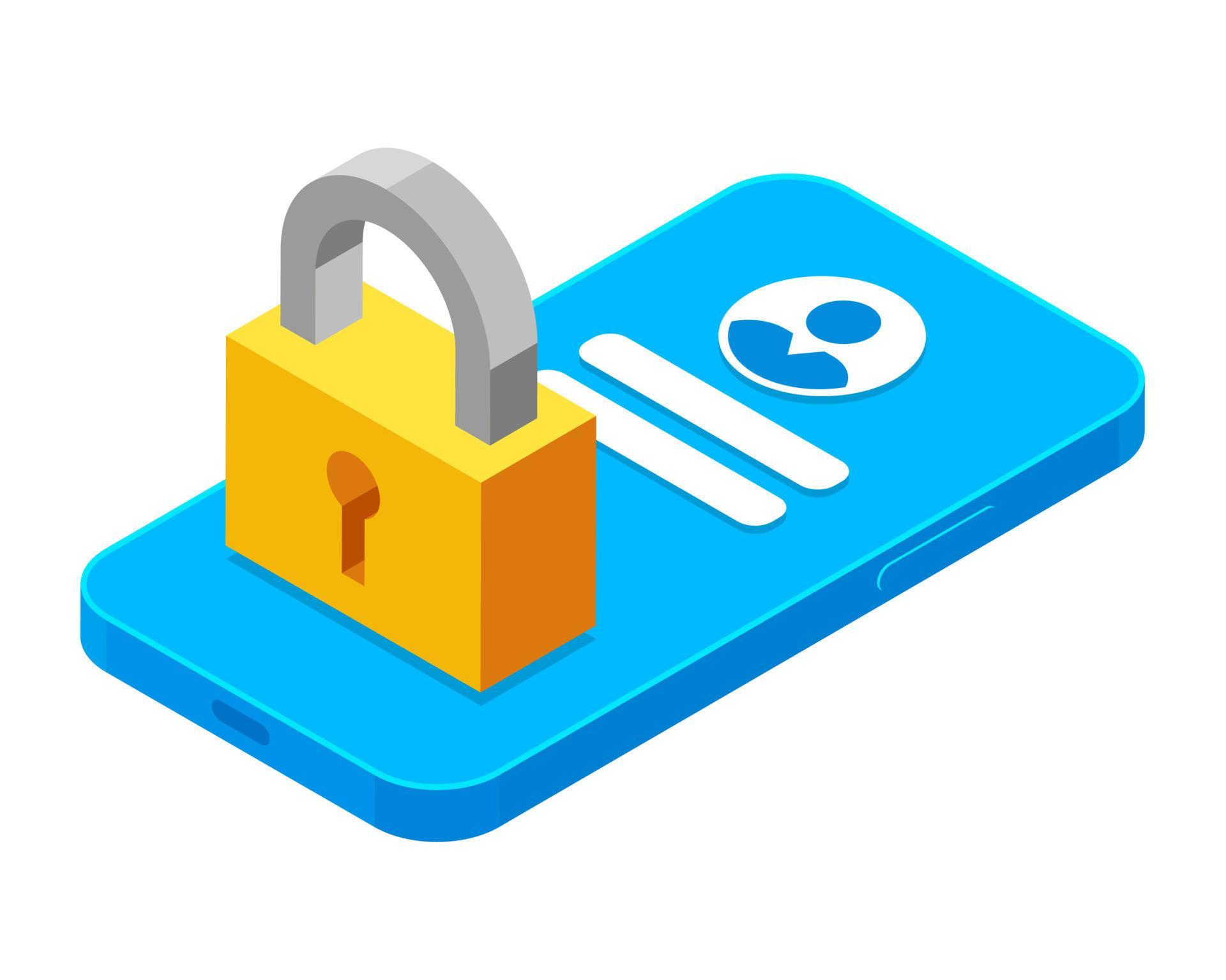 Smartphone Lock Screen Illustration Cyber Security Concept User Privacy Security And