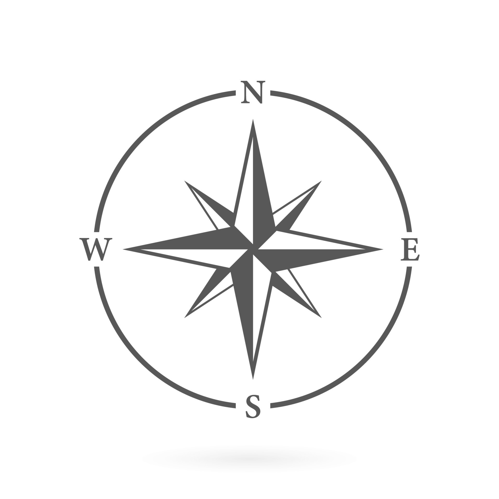 Rose Wind Navigation Retro Equipment Sign Adventure Direction Arrow To North South West East