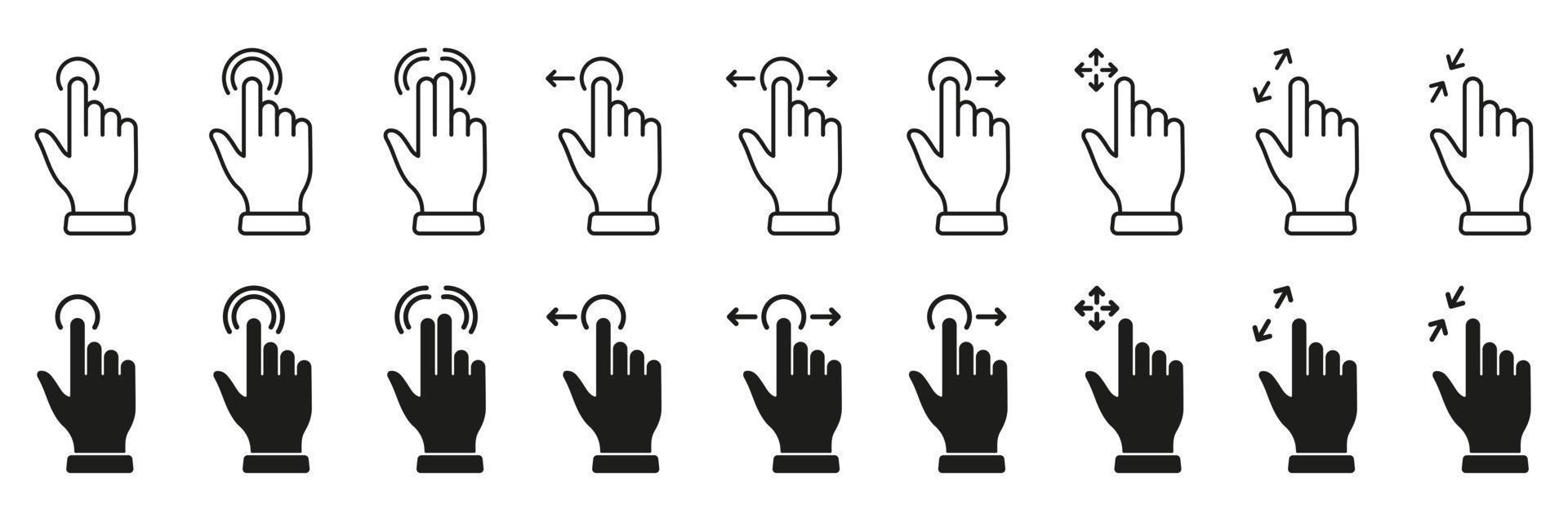 Computer Cursor Pointer Icon Set Hand With Finger Digital Mouse Click