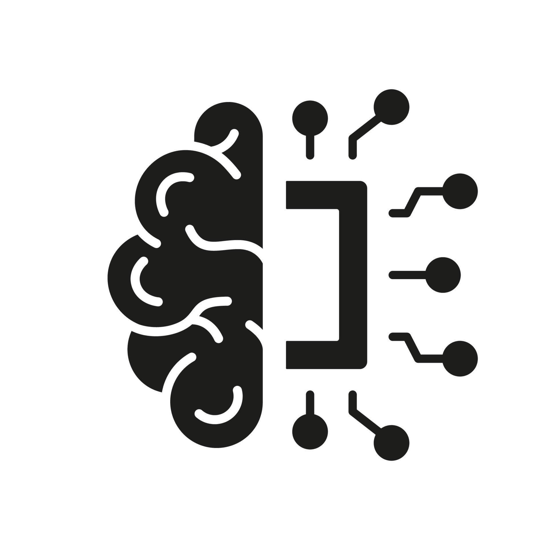 Human Brain and Network Chip Technology Pictogram. AI Innovation ...