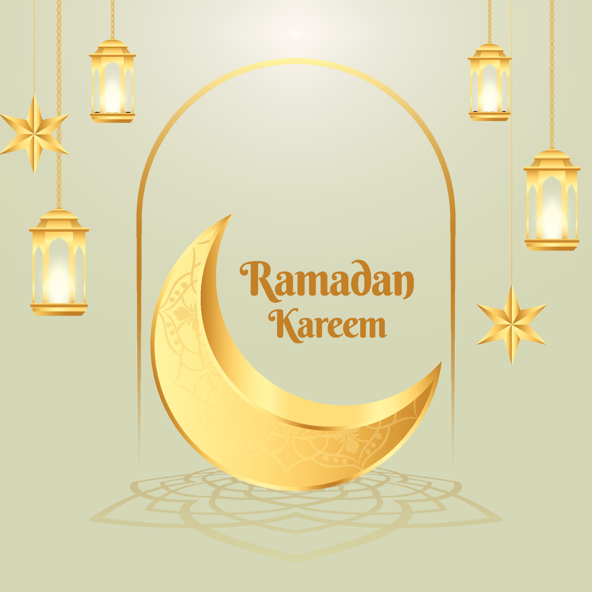 Vector Ramadan Kareem greeting card design with Islamic background ...