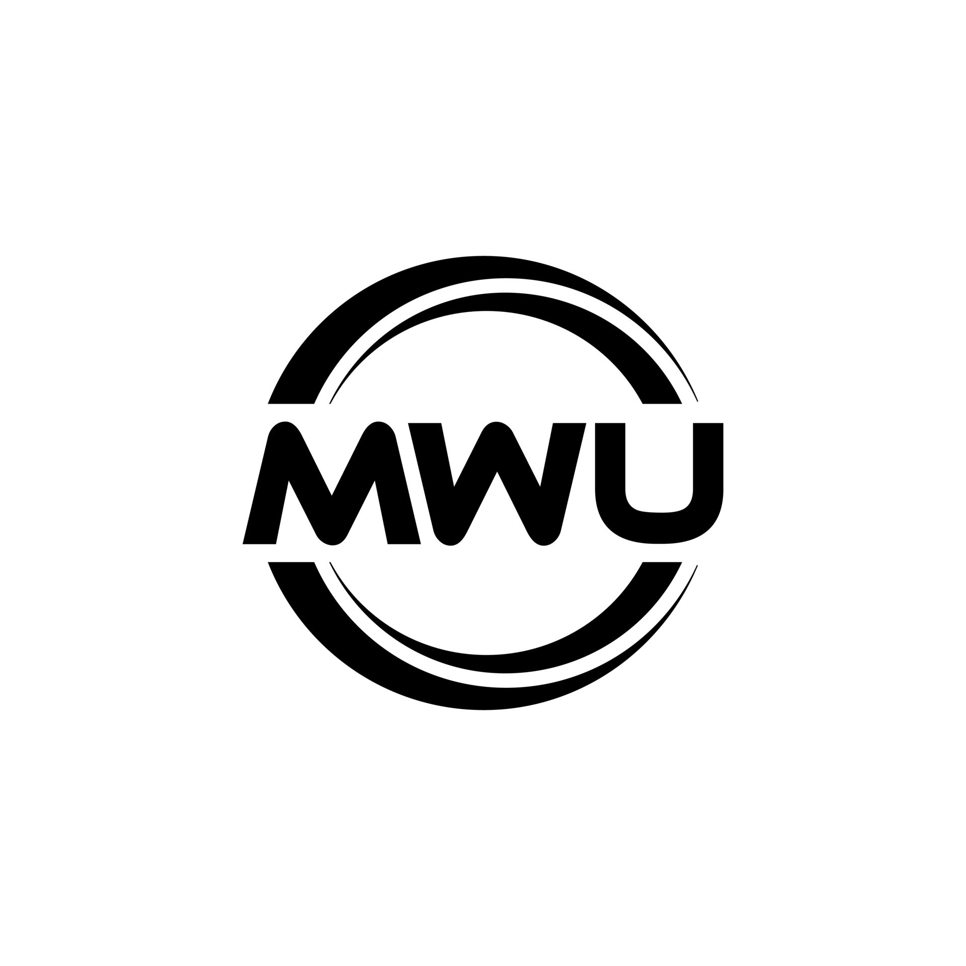 MWU letter logo design in illustration. Vector logo, calligraphy designs for logo, Poster ...