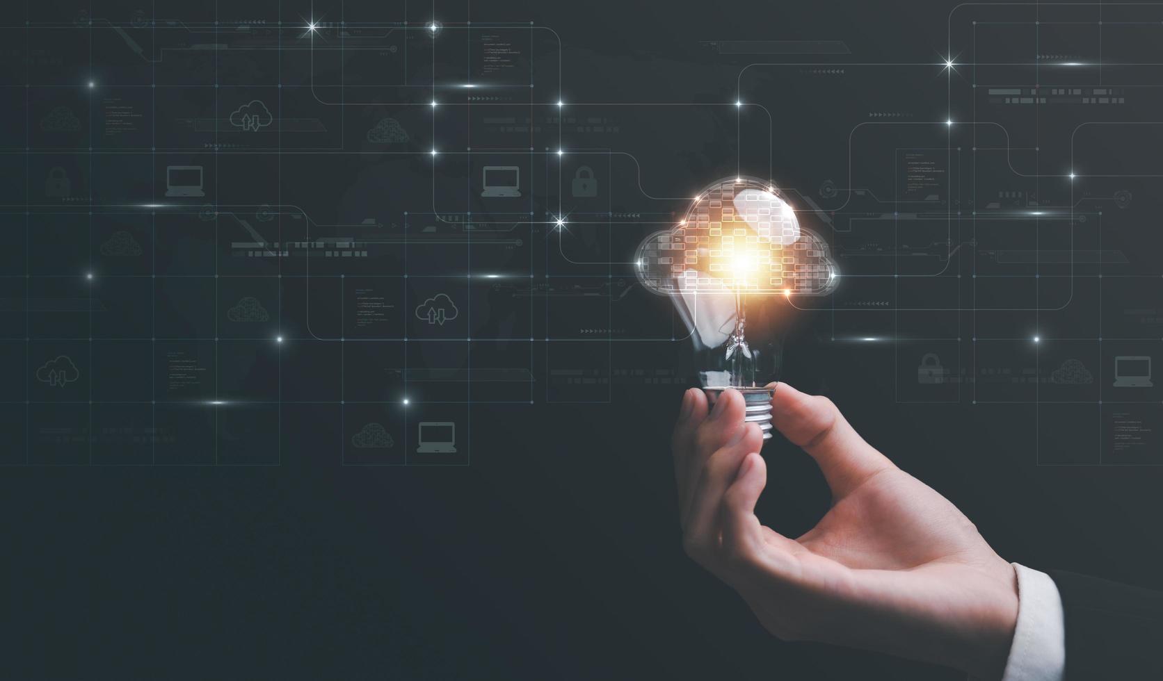 Man Showing Digital Network Data Connection Technology Concept Modern