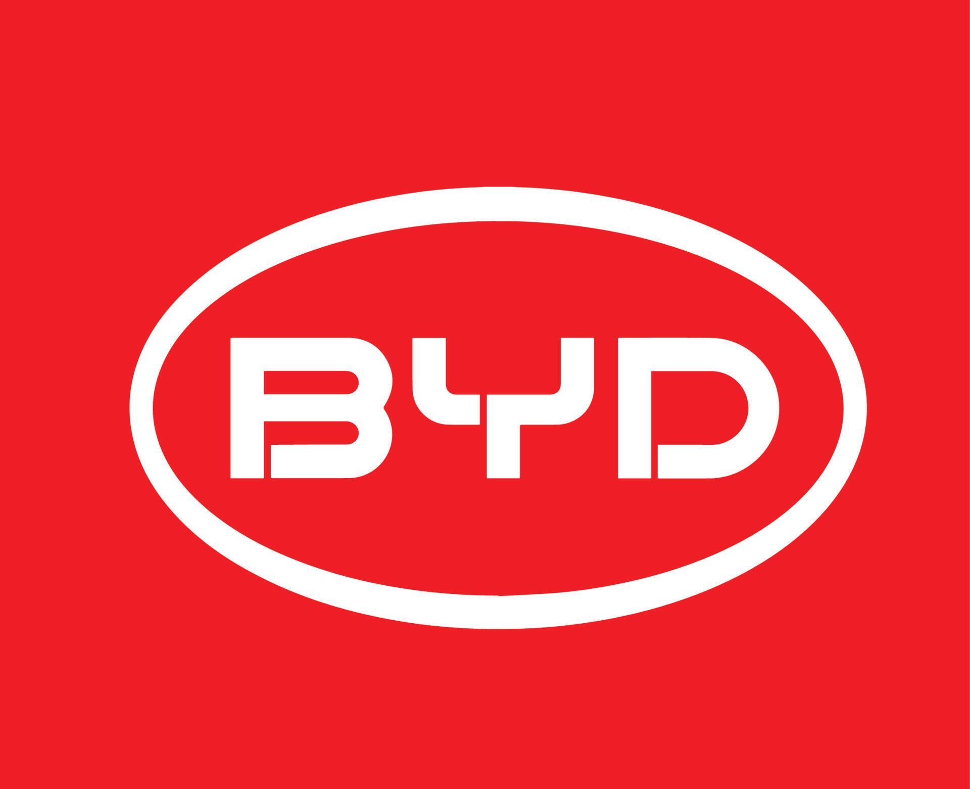 BYD Brand Logo Car Symbol White Design China Automobile Vector Illustration With Red Background ...
