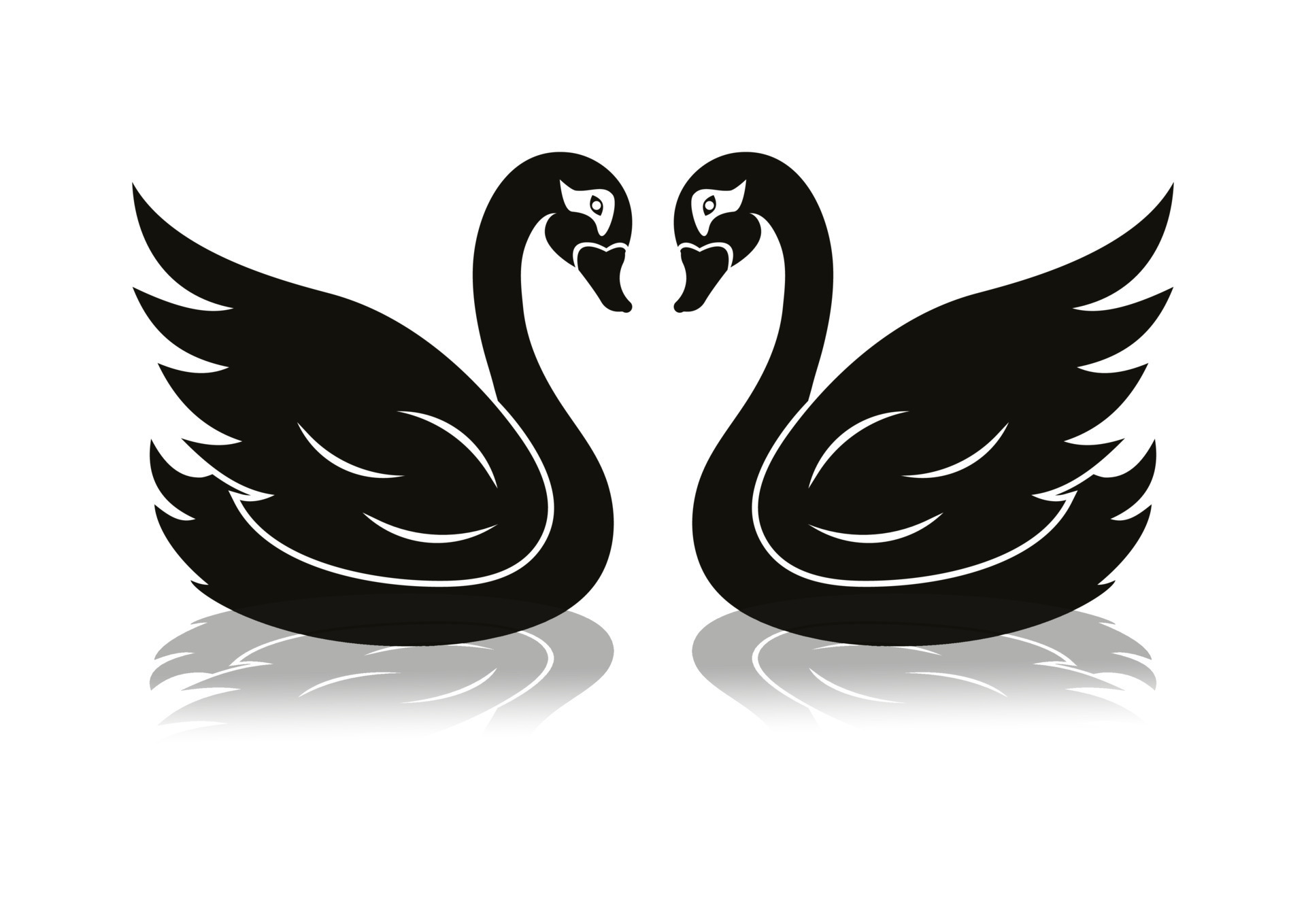 Black Swan Clipart Vector Flat Design Isolated On White Background Two