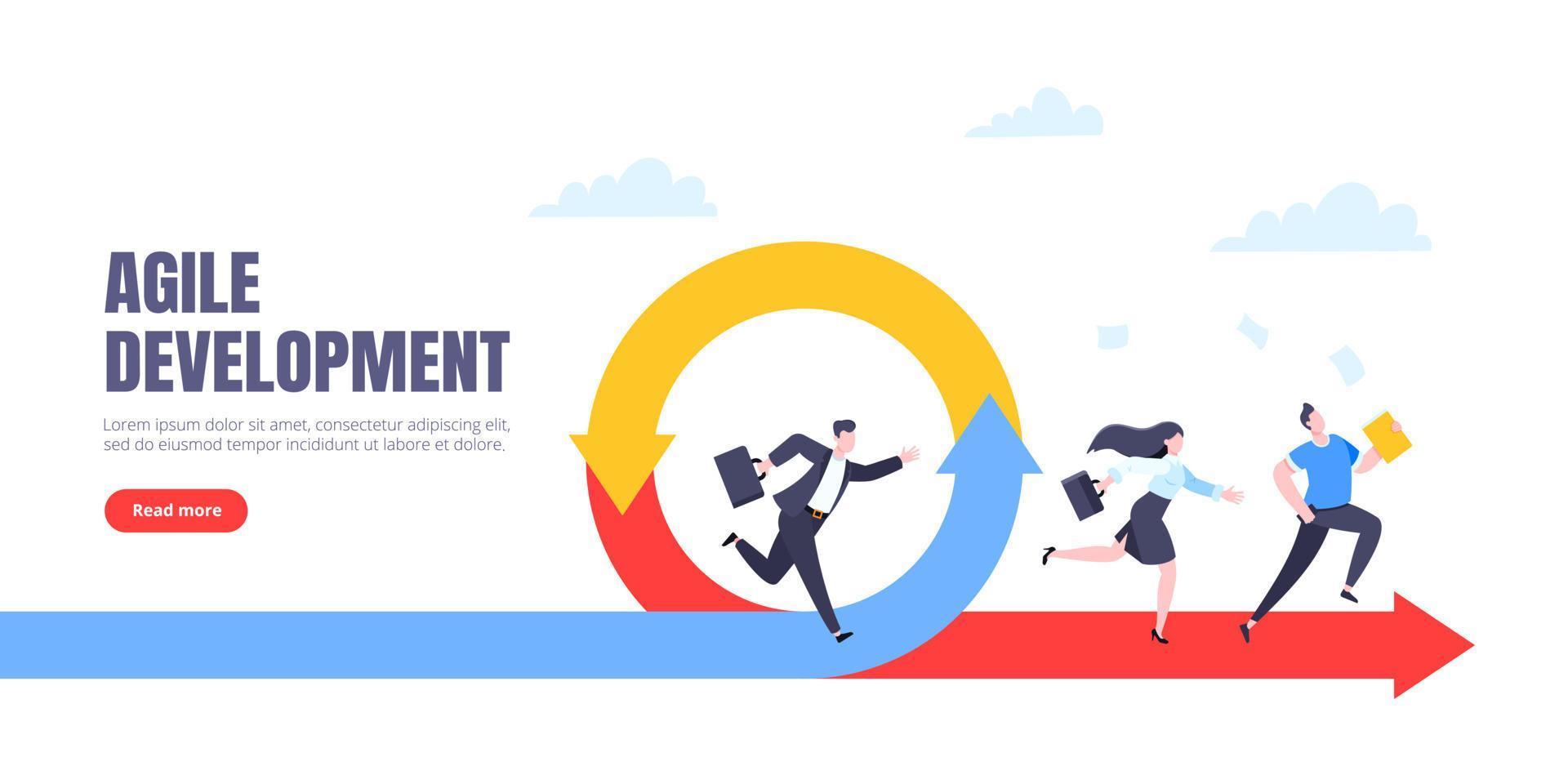 Agile development methodology business concept flat style design vector ...