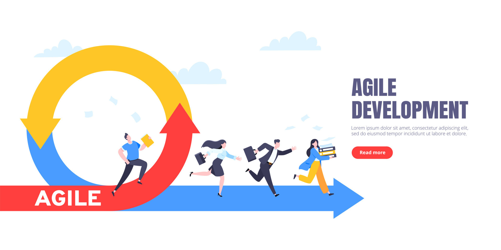 Agile development methodology business concept flat style design vector ...