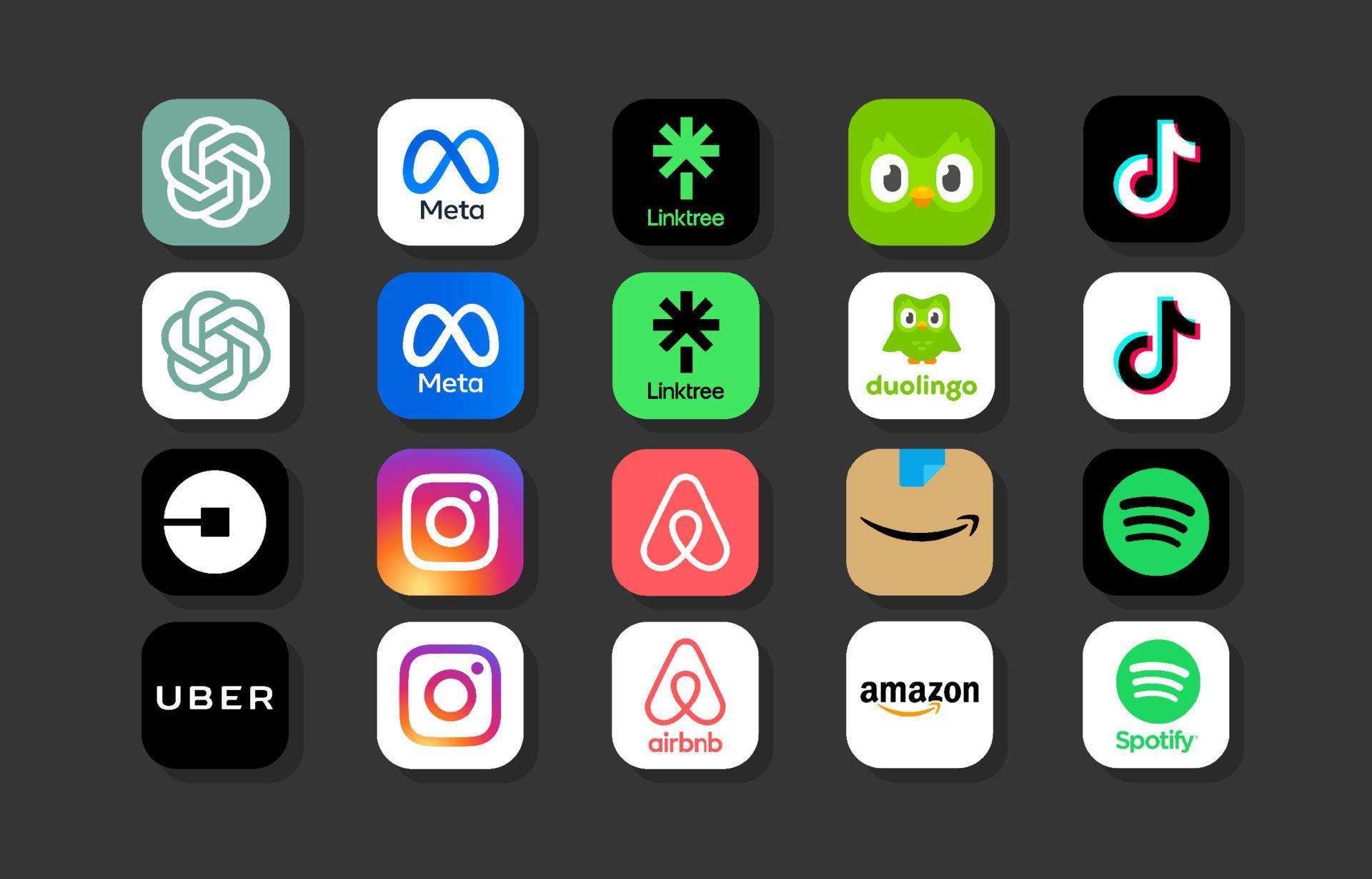 Trending Hots Popular Application Mobile Online Tech Logo Icons Set Collection 20515068 Vector ...