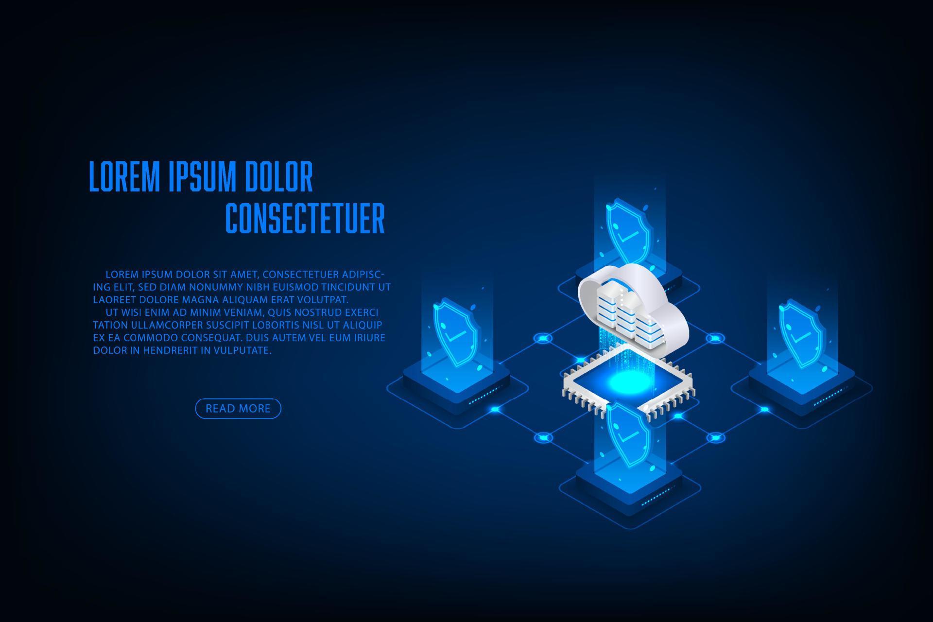 Vector isometric data security system with cioud storage concept ...