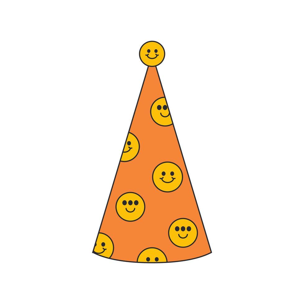 Funny hat for a party with emoticons. Birthday party hat. Vector ...