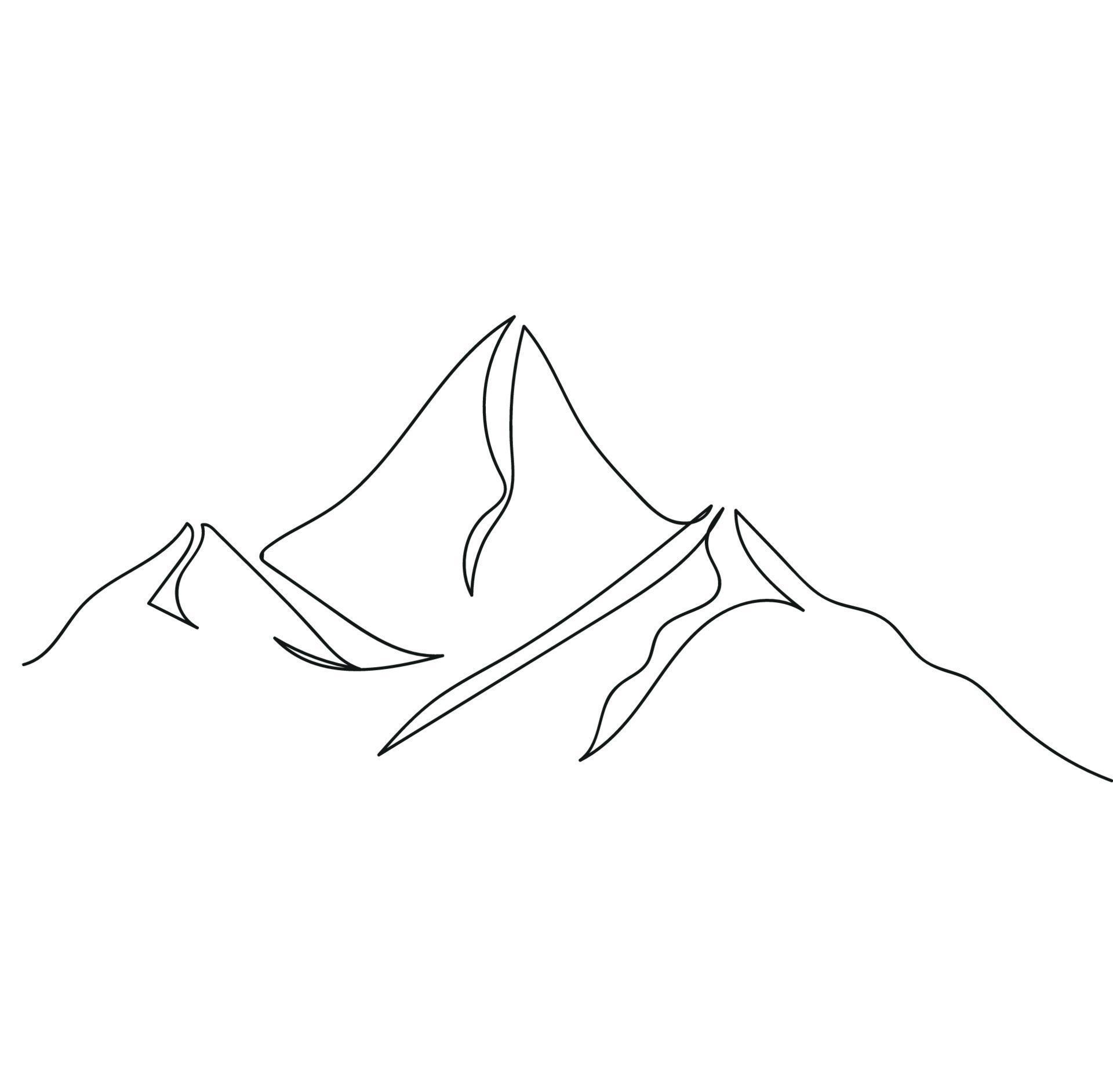 Minimalist Mountain Line Art, Landscape Outline Drawing, Simple Scenery ... Minimalist Mountain Line Art, Landscape Outline Drawing, Simple Scenery ...