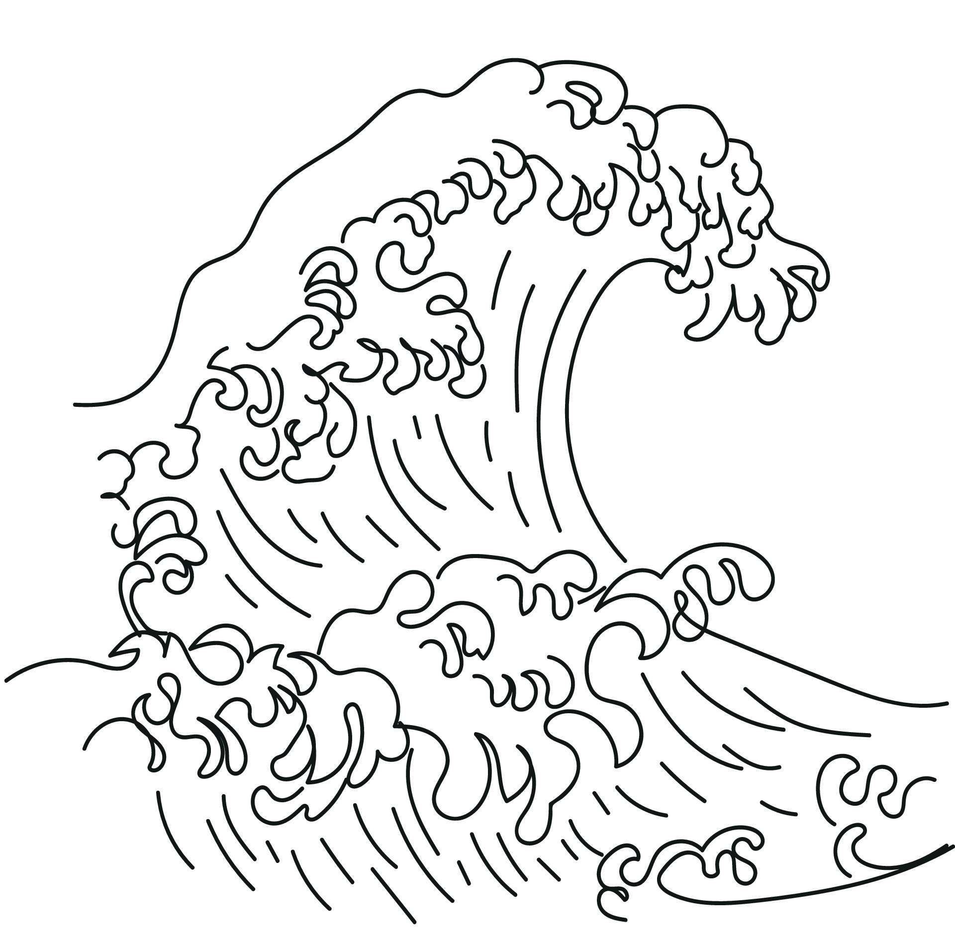 Simple Wave Outline Drawing