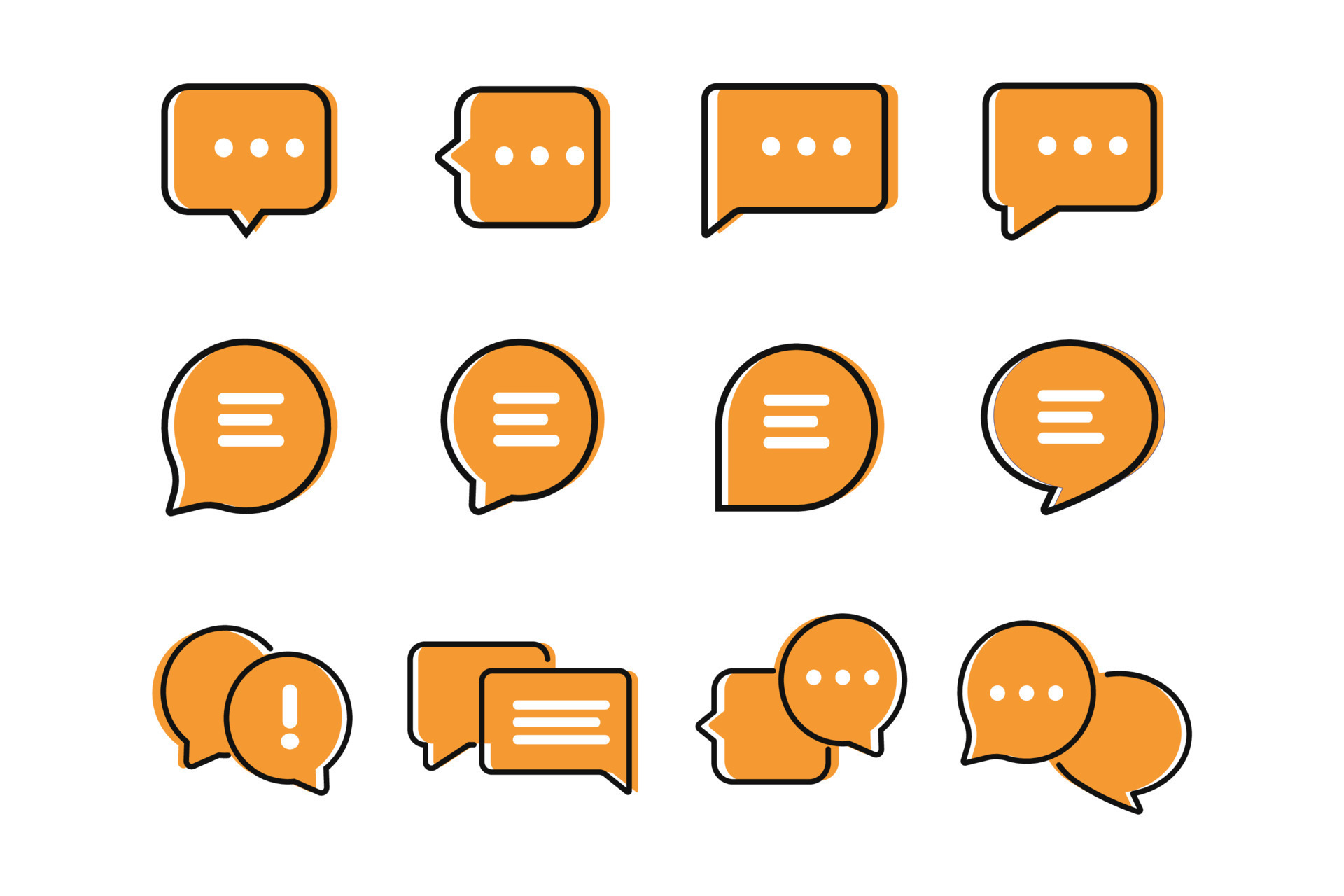 Chat Message Bubbles Vector Icon. Talk bubble, dialog. Conversation ...