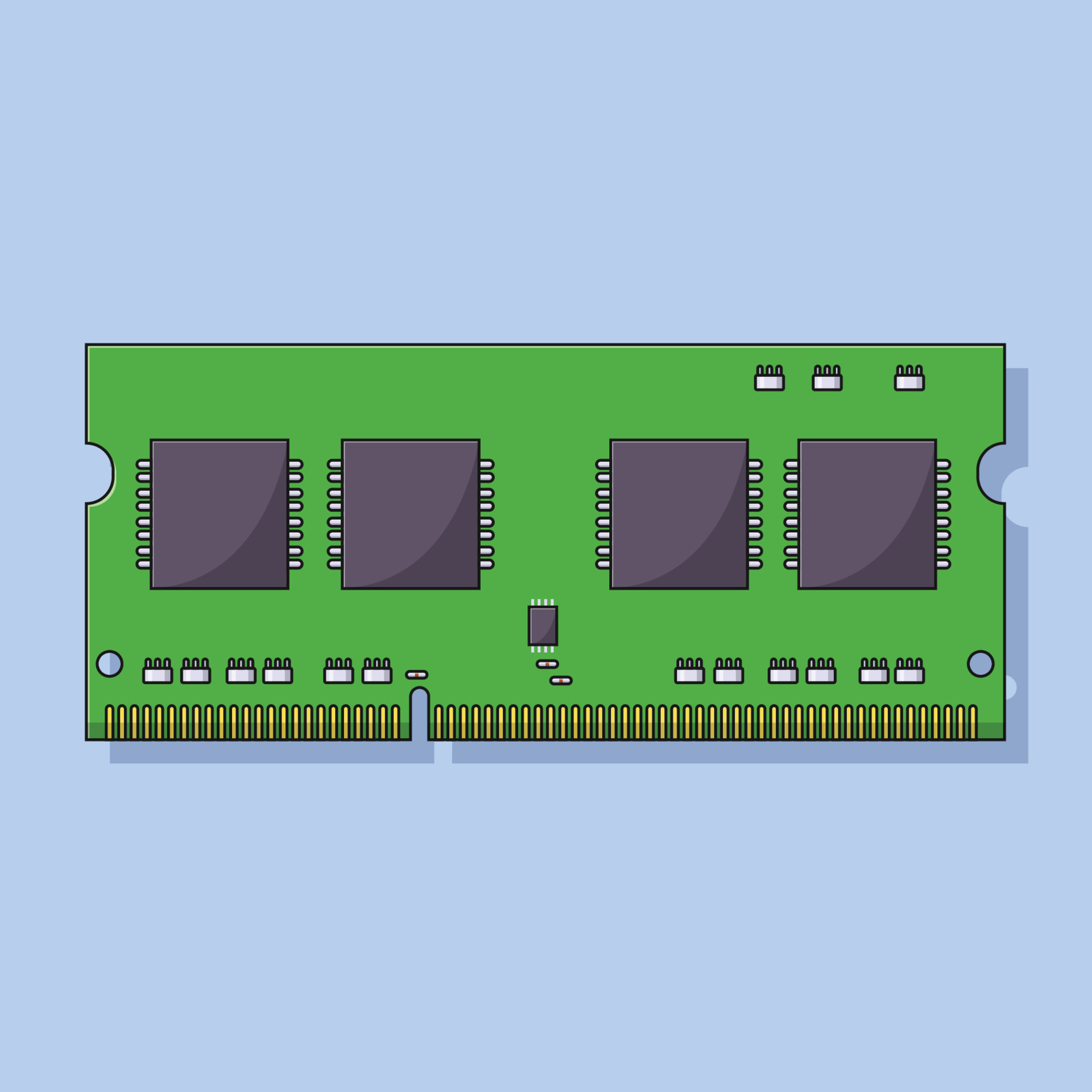 Ram Memory Vector Icon Illustration With Outline For Design Element
