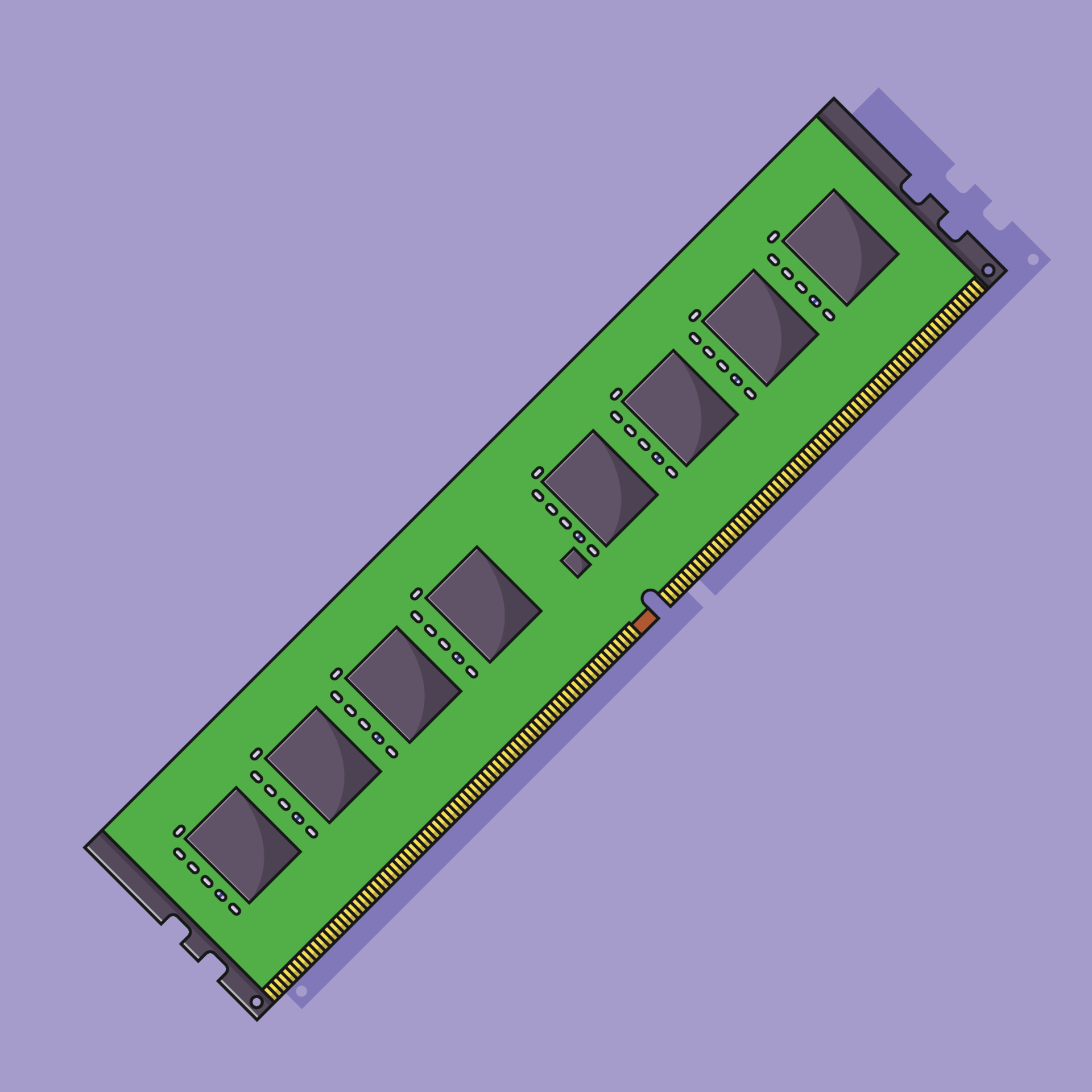 Ram Memory Vector Icon Illustration With Outline For Design Element