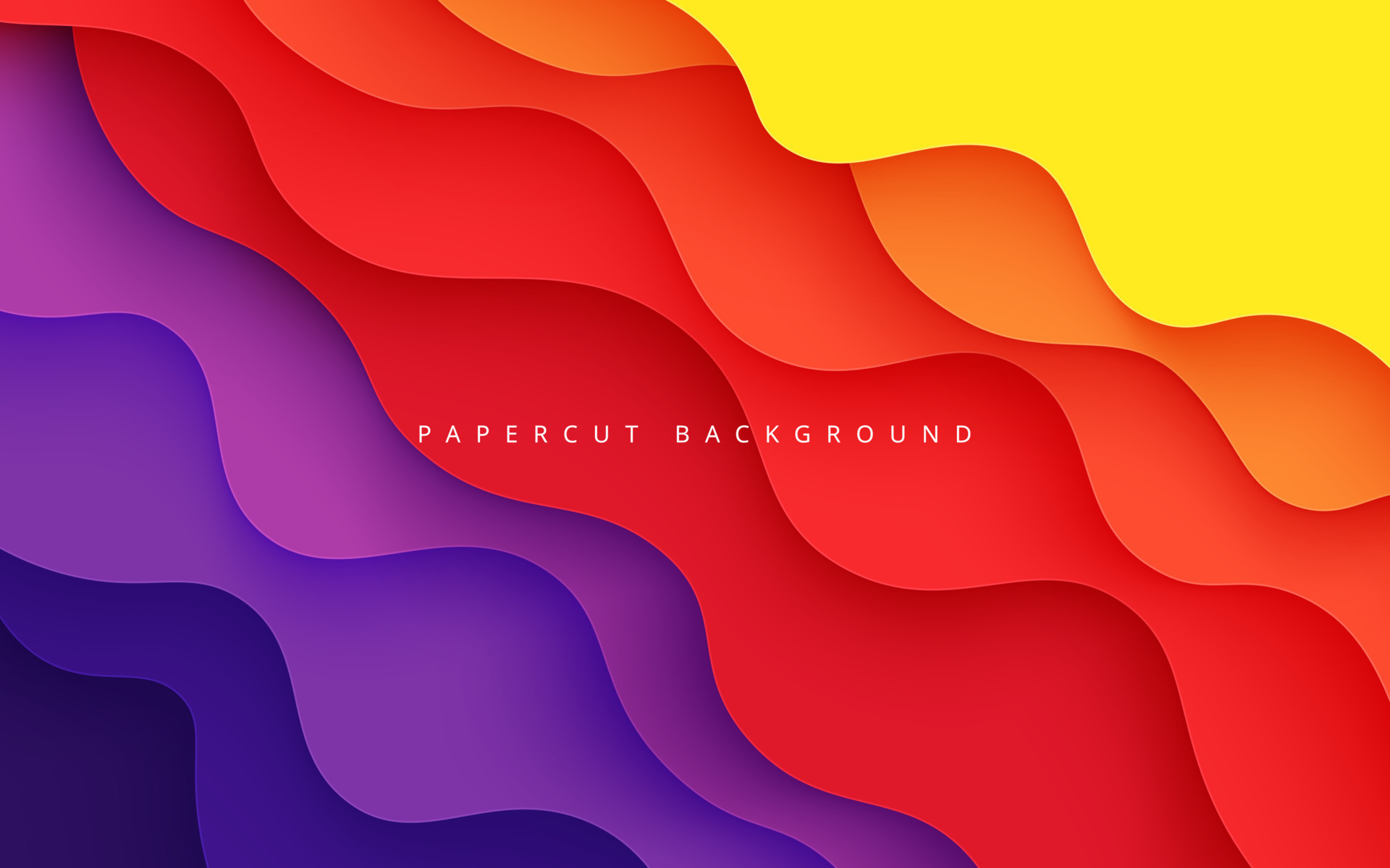 Multi Colored Abstract Red Orange Purple Yellow Colorful Wavy Papercut Overlap Layers Background