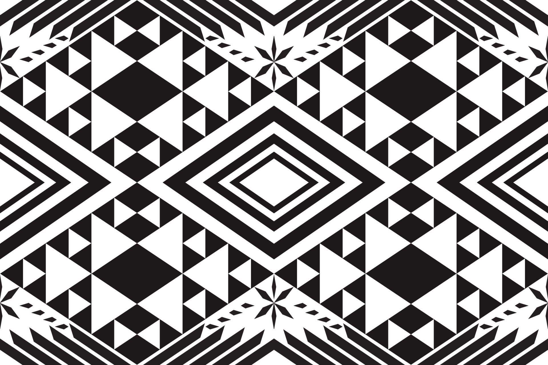 Black And White Geometric Ethnic Seamless Pattern Design For Wallpaper Background Fabric