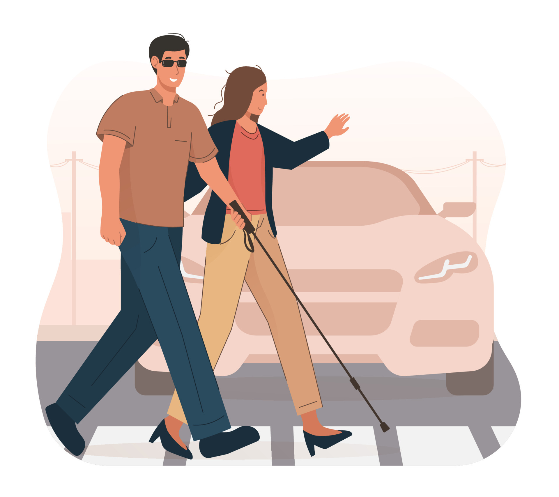 Young woman helping blind man crossing the road 20535273 Vector Art at ... Young woman helping blind man crossing the road 20535273 Vector Art at ...