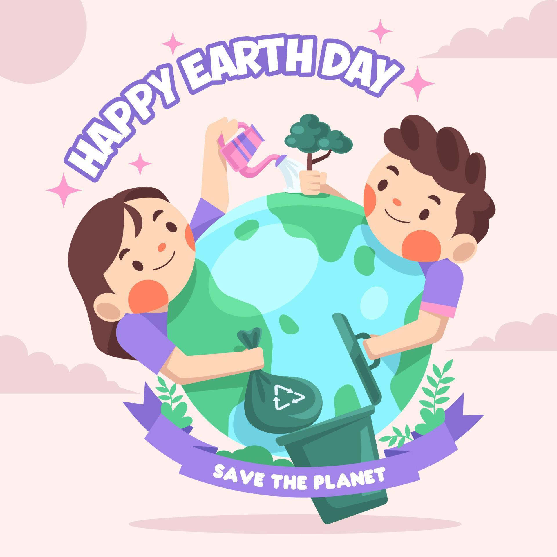 Earth day with recycling and plant tree concept 20535289 Vector Art at ...