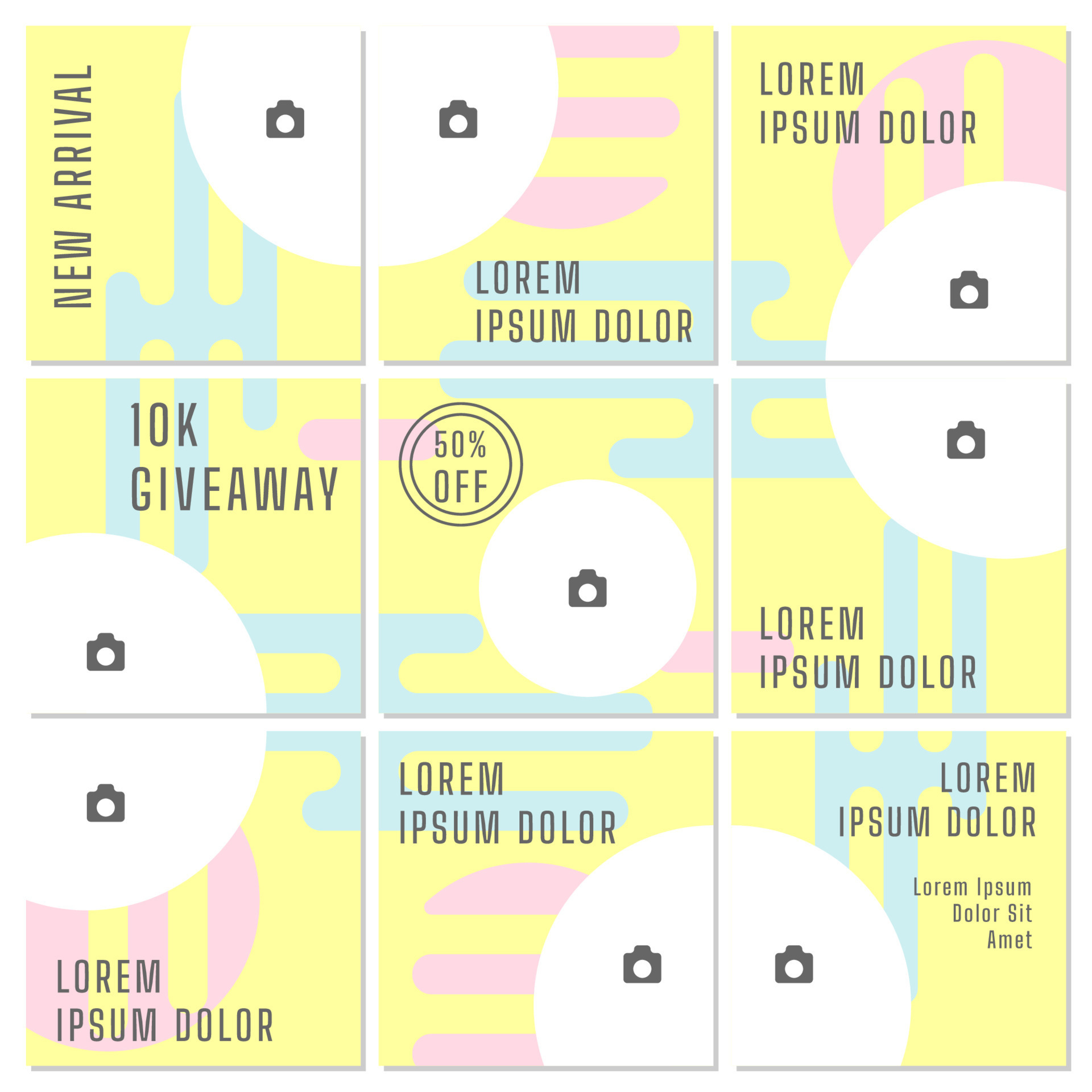 Social Media Post puzzle Template and Copy Space Vector Illustration. Blank photo website ...