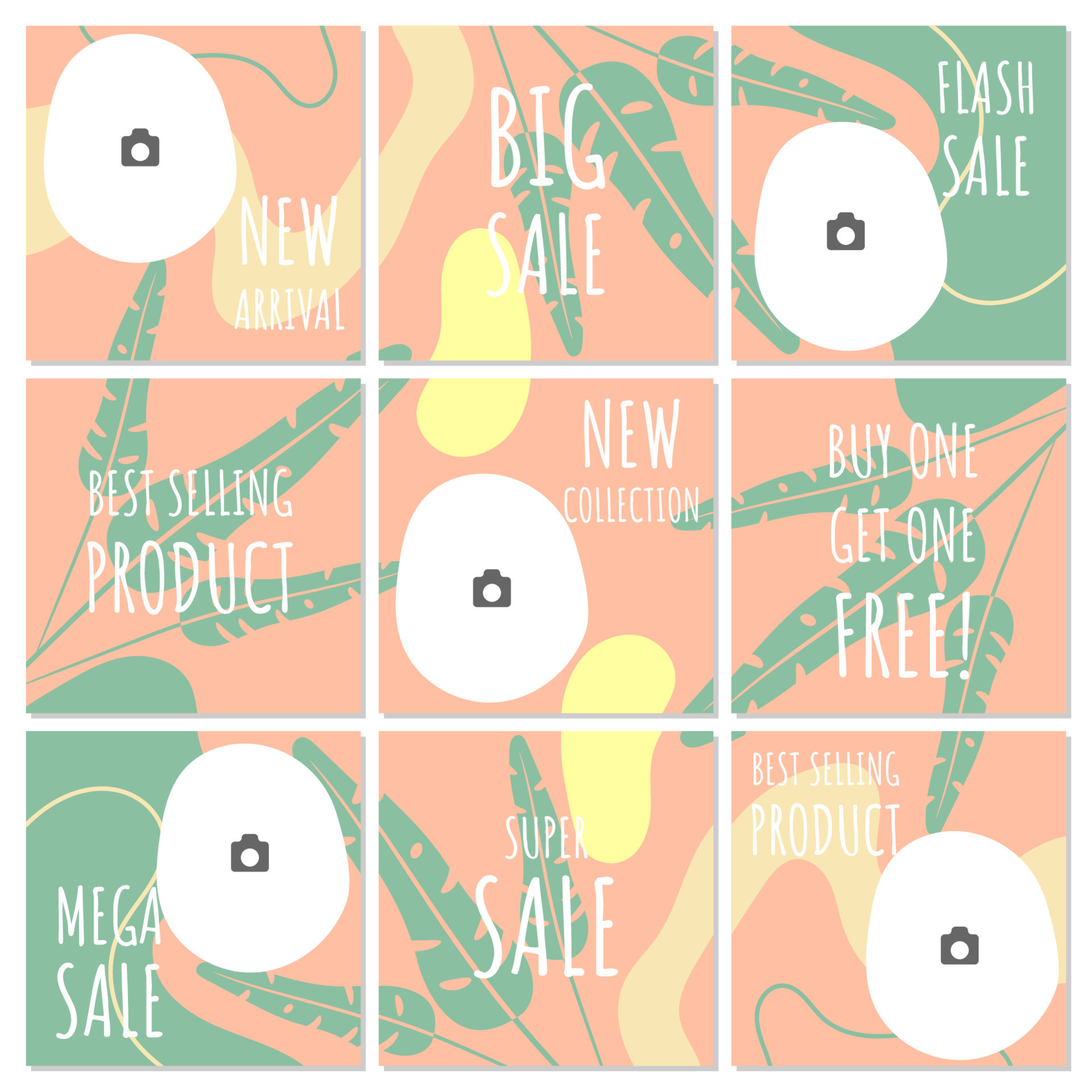 Social Media Post puzzle Template and Copy Space Vector Illustration. Blank photo website ...