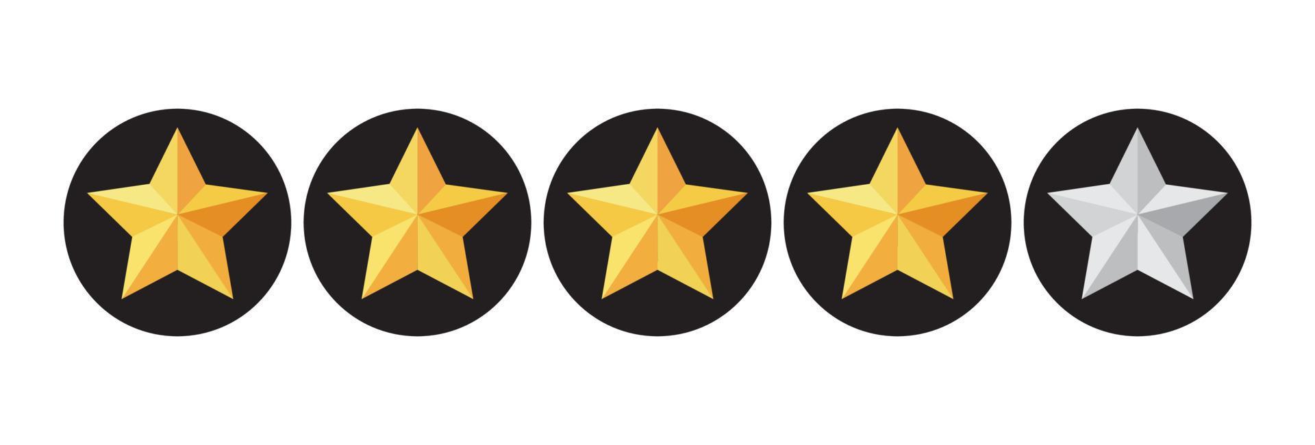 Four stars rating vector button. Yellow rating stars in dark circles backgrounds. 20539488 ...