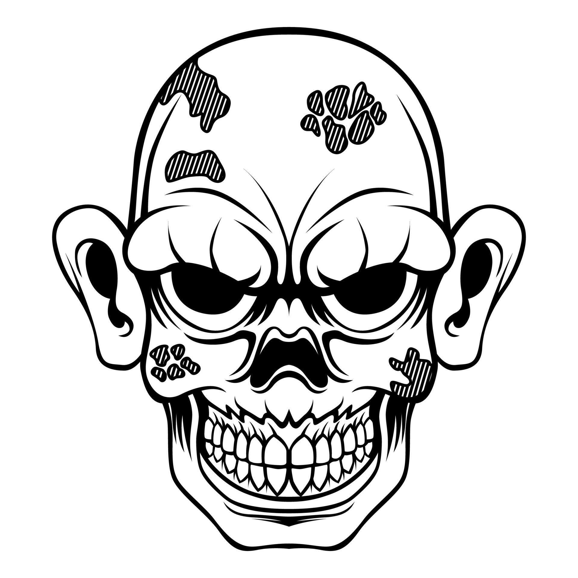 Zombie vector. Zombie Black And White Drawing Mascot Logo Design Vector ...