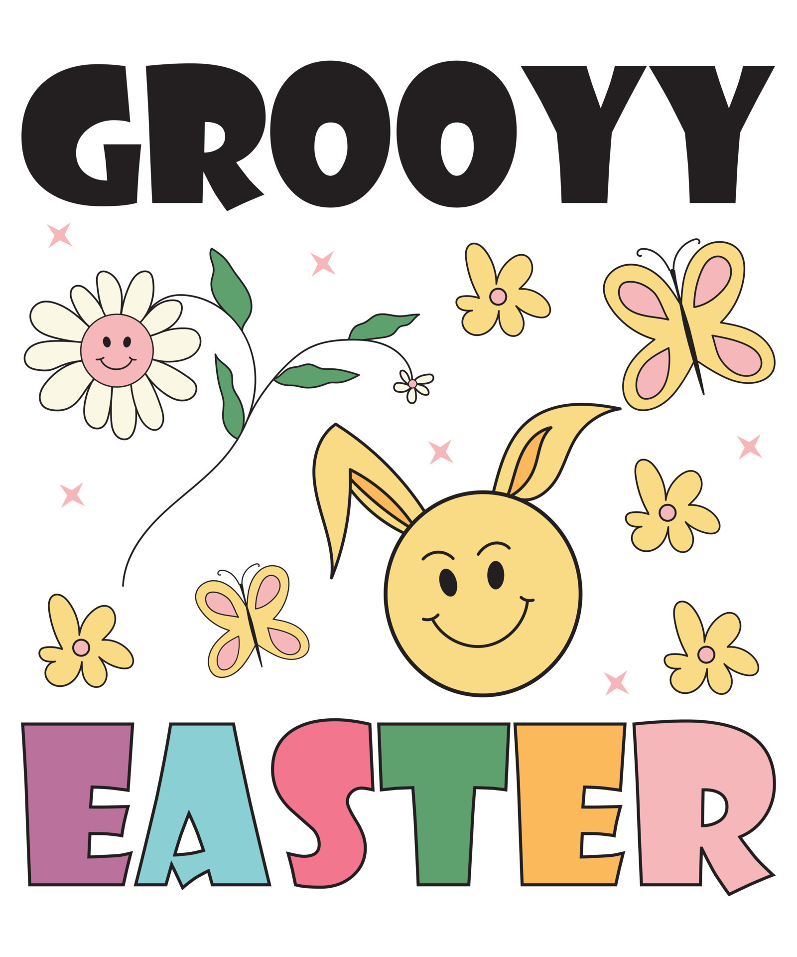 Retro Groovy Easter PNG Sublimation 20542157 Vector Art at Vecteezy