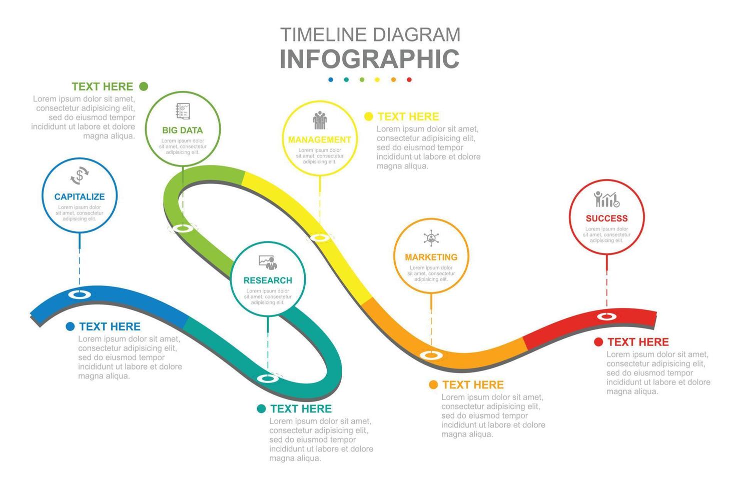 Infographic business template. Modern Timeline diagram with road ...