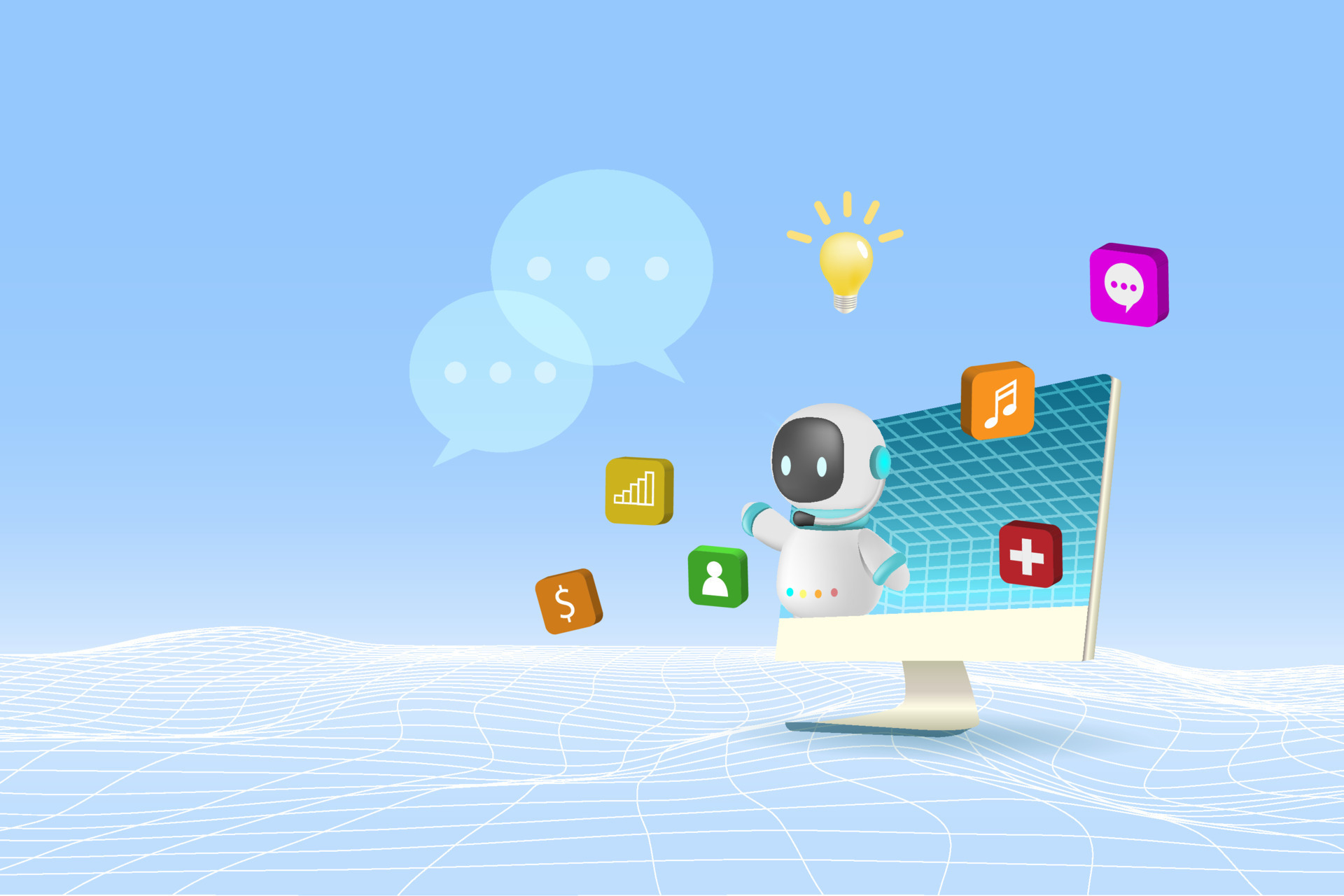 Ai Chat Bot On Computer Generate Smart Solution Answer To User Artificial Intelligence Robot